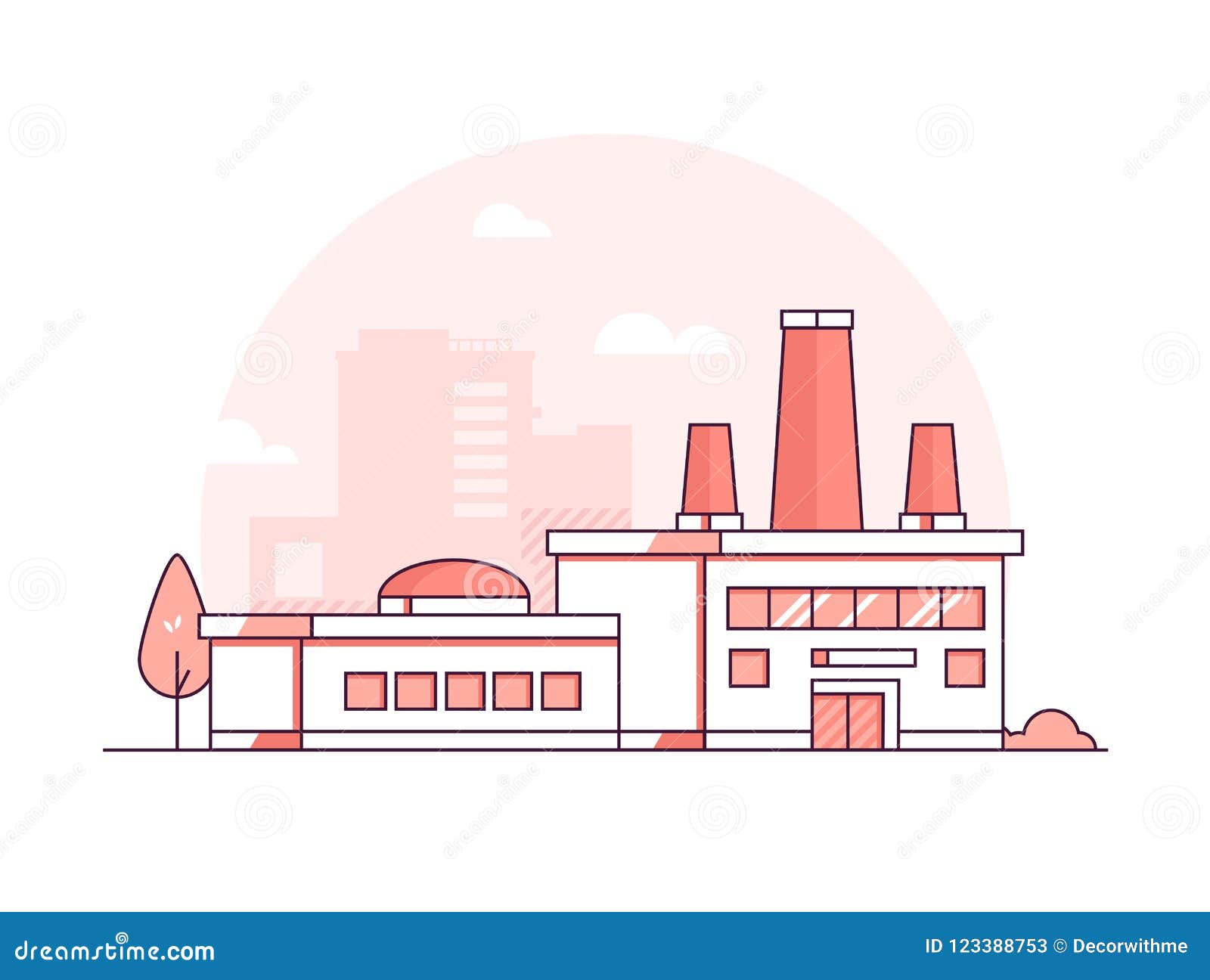 Factory - Modern Thin Line Design Style Vector Illustration Stock ...