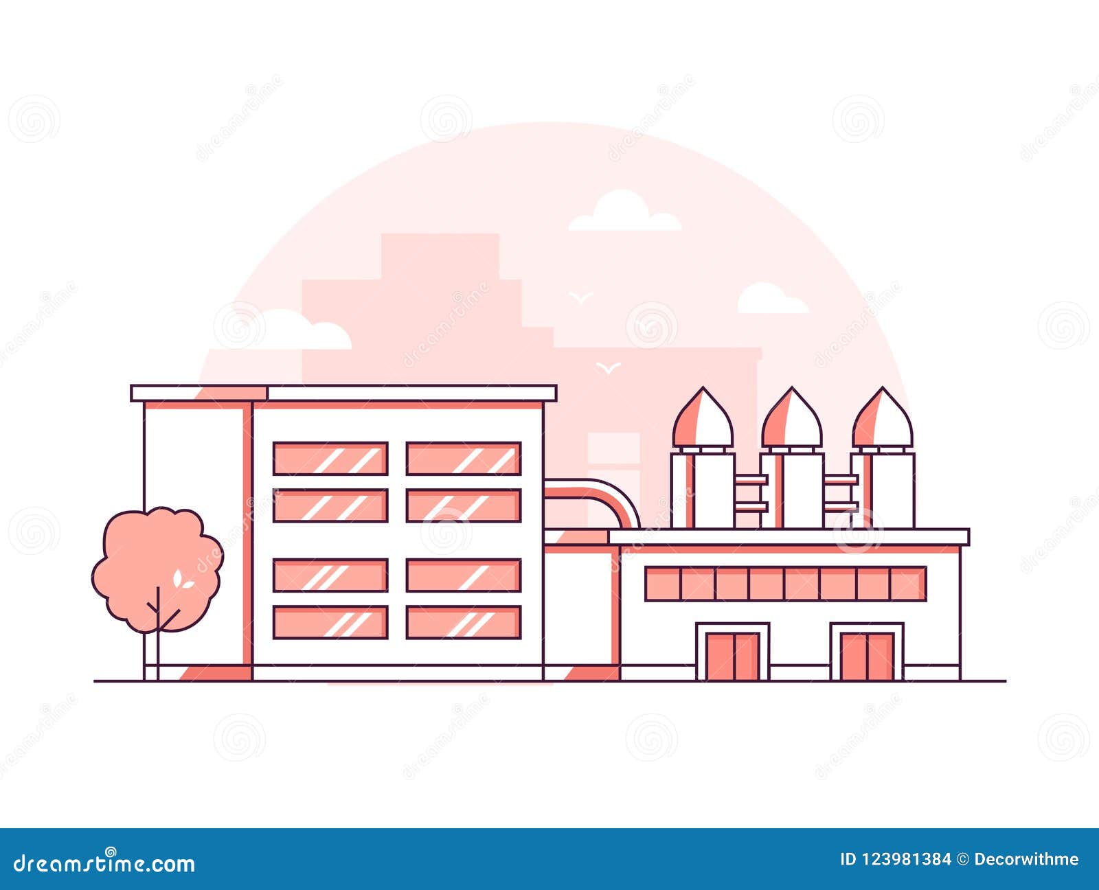 Factory - Modern Thin Line Design Style Vector Illustration Stock ...