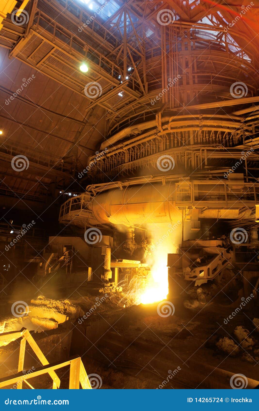 Factory with molten metal stock photo. Image of spark - 14265724