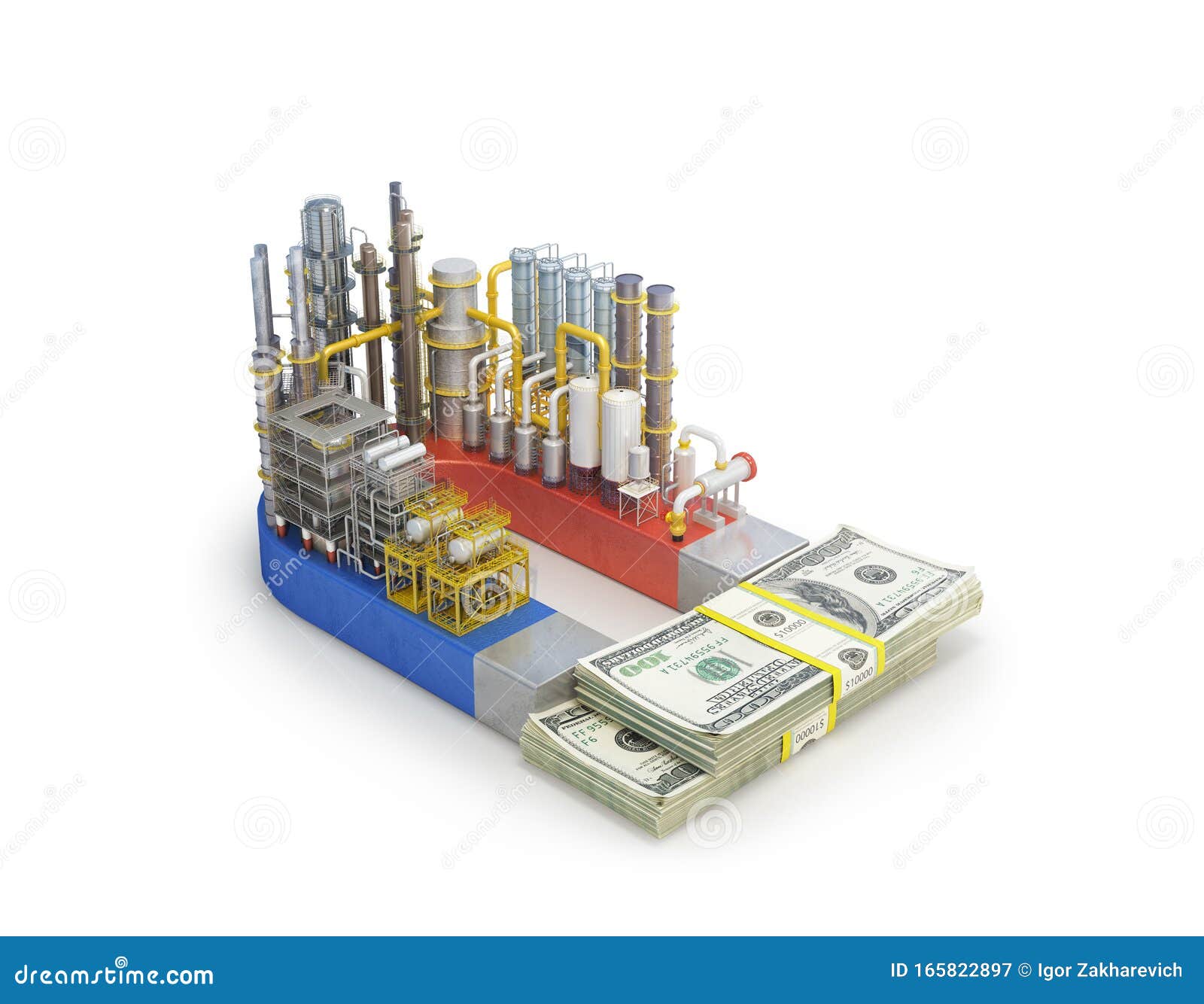 Factory, Money. the Magnet on Which the Factory Stands Stock ...