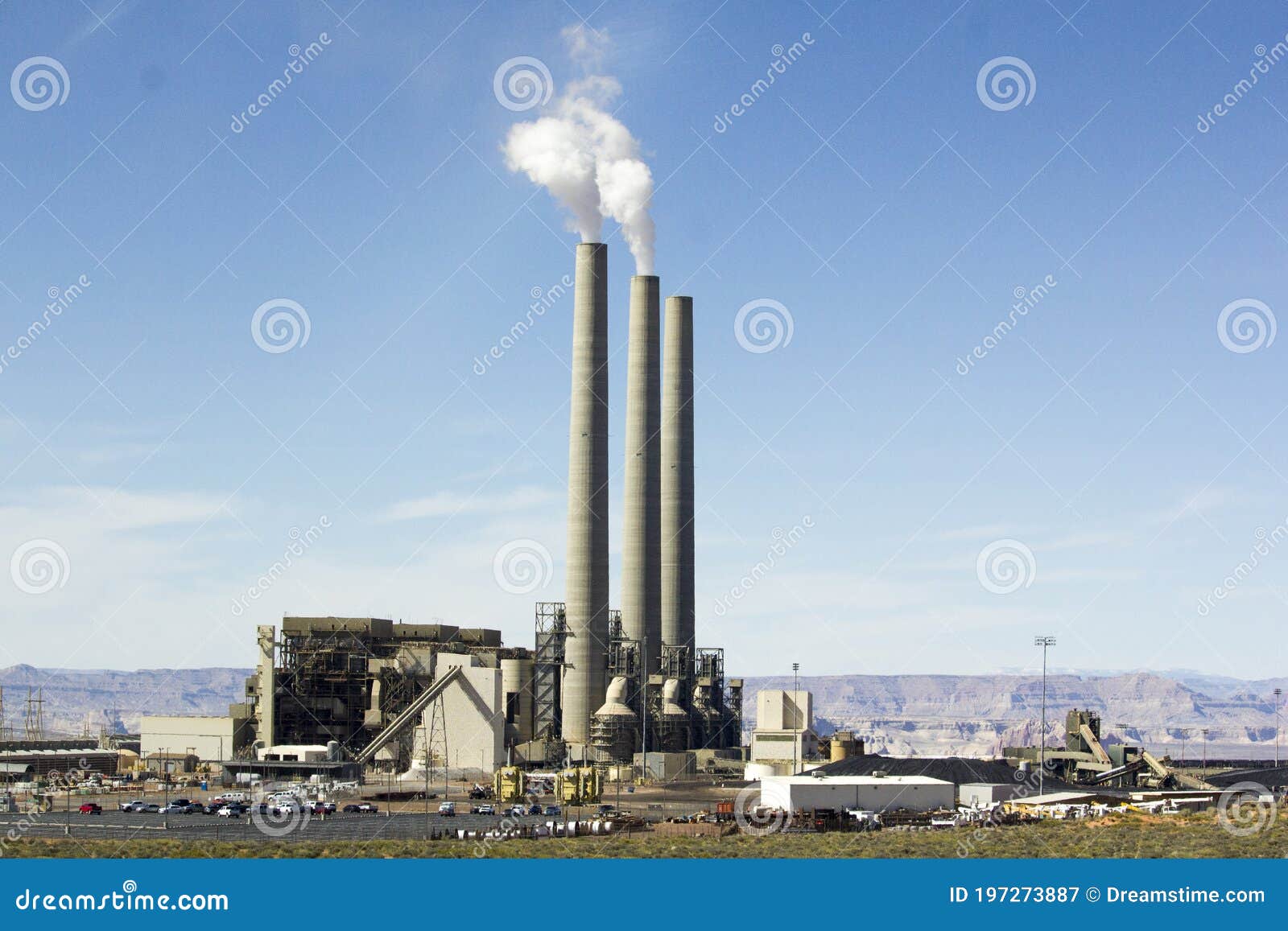 Factory Nature. in West. Blue Sky Polluted with Smoke Stock Image ...