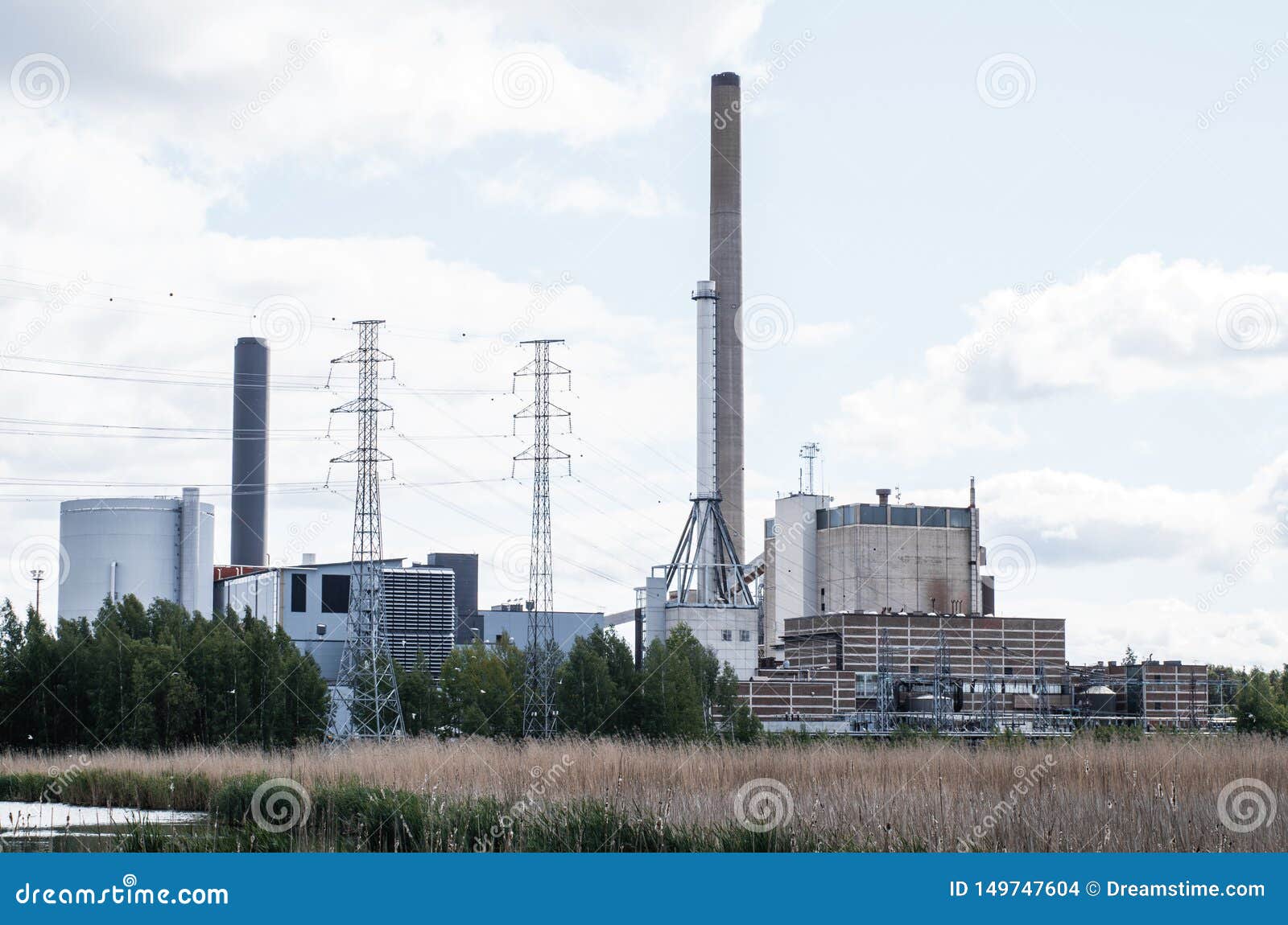 Factory near the lake stock photo. Image of outdoor - 149747604
