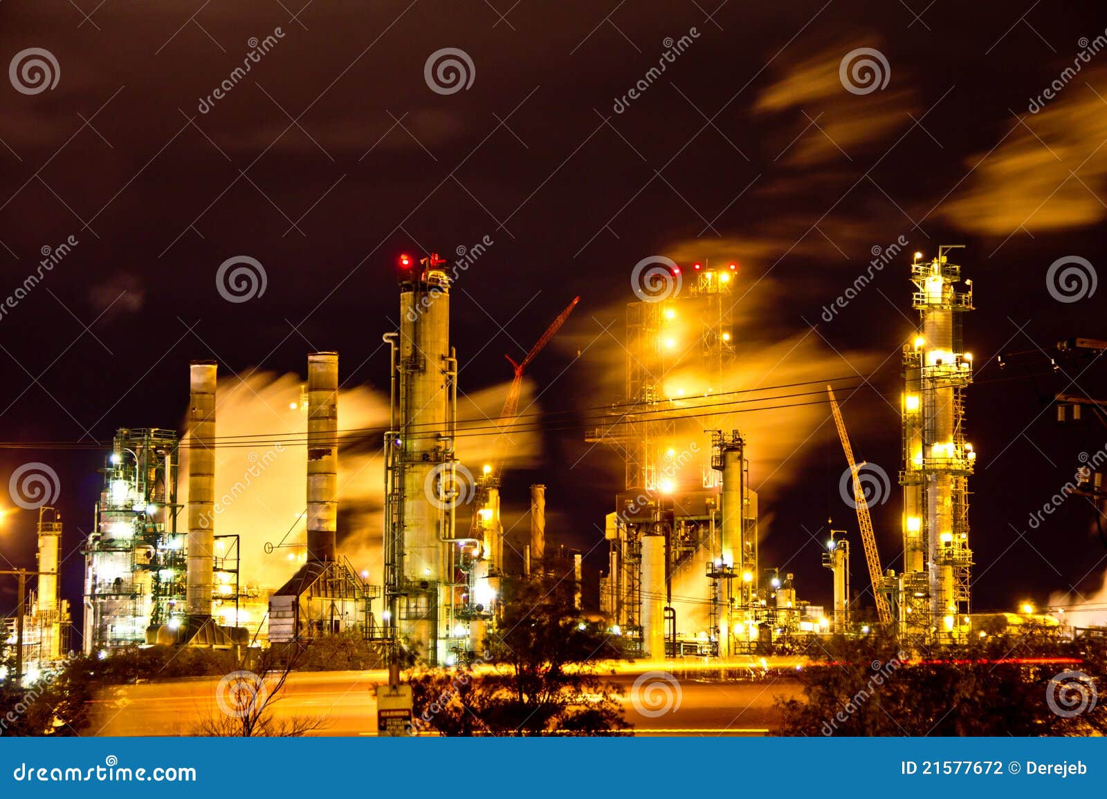 Factory at night stock photo. Image of tank, tower, smoke - 21577672