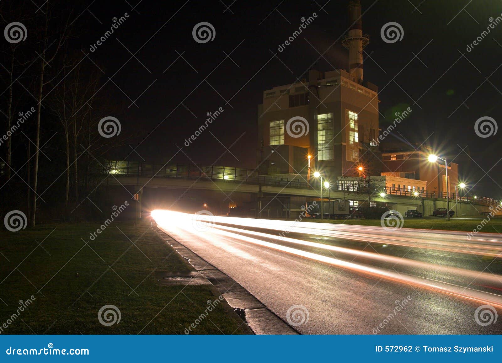 Factory by night stock photo. Image of lights, building - 572962