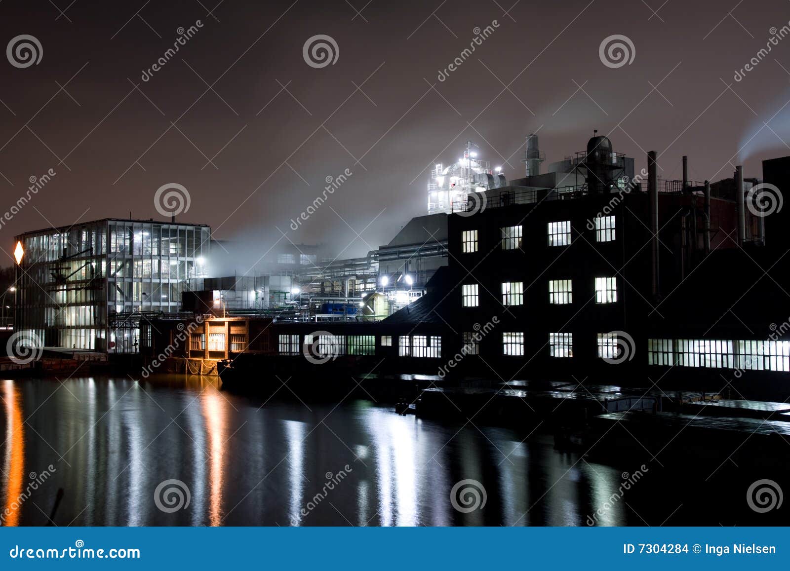 Factory at night stock photo. Image of factory, cloud - 7304284