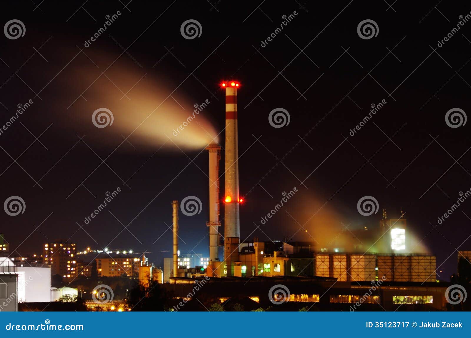 Factory at night stock image. Image of night, exposition - 35123717