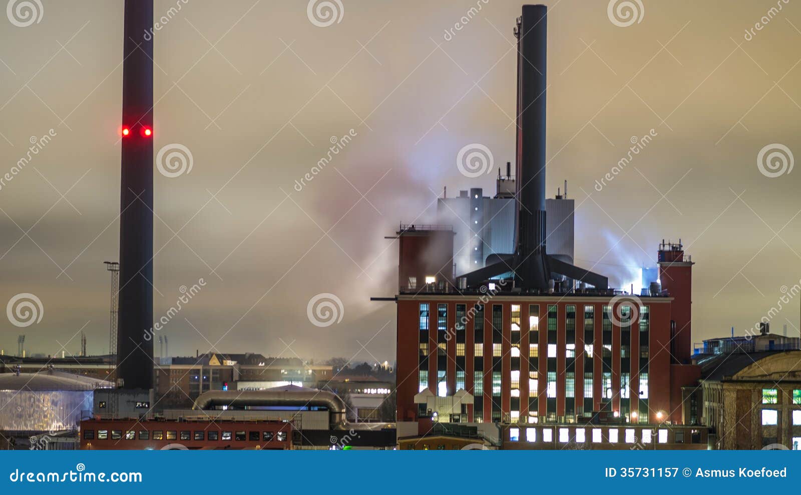 Factory at night stock image. Image of plant, night, power - 35731157