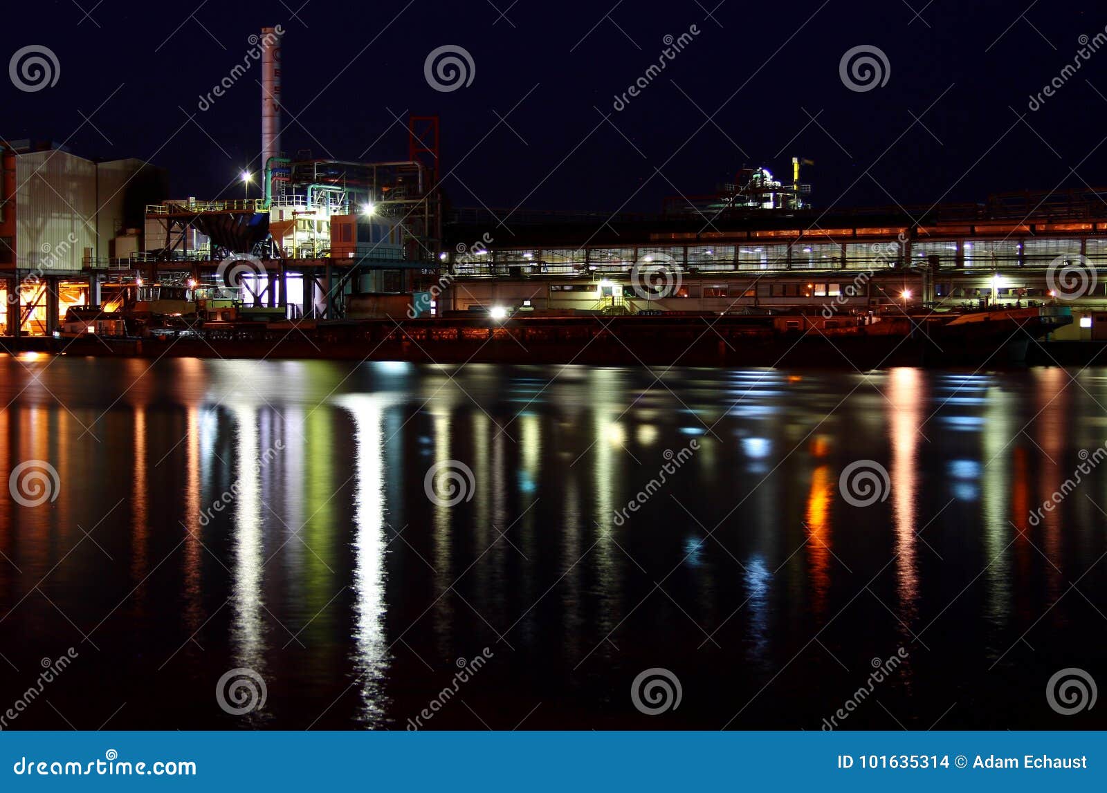 Factory at night stock photo. Image of industry, building - 101635314
