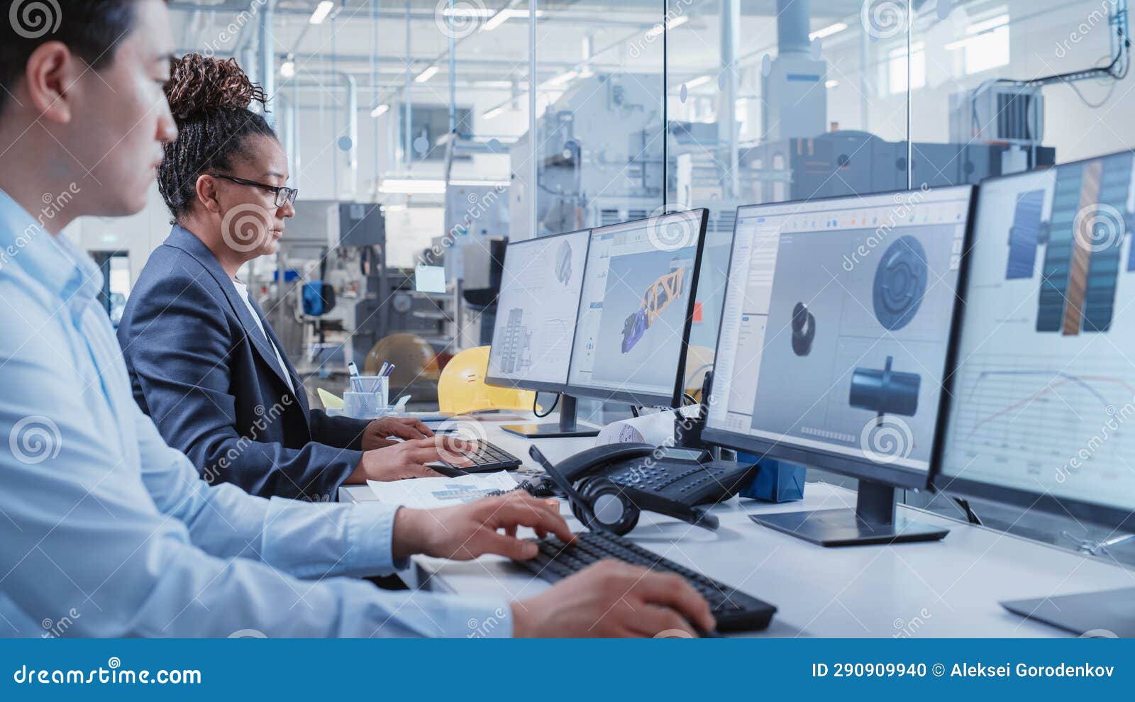 Factory Office Room: Industrial Engineers Developing Models of a Heavy ...