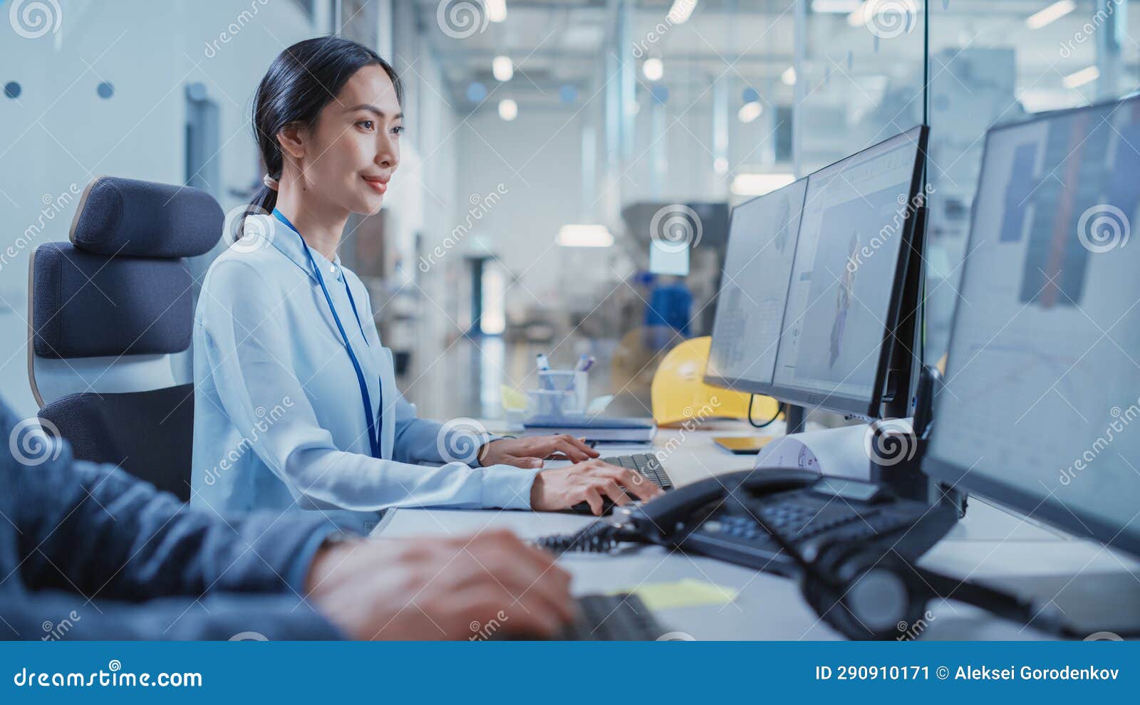 Factory Office Room: Industrial Engineers Developing Models of a Heavy ...