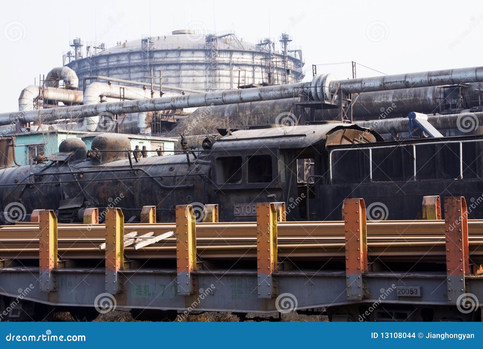 Factory and old train stock photo. Image of aerial, manufacture - 13108044
