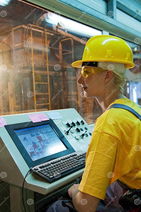 Factory operator stock photo. Image of building, conveyor - 9762546