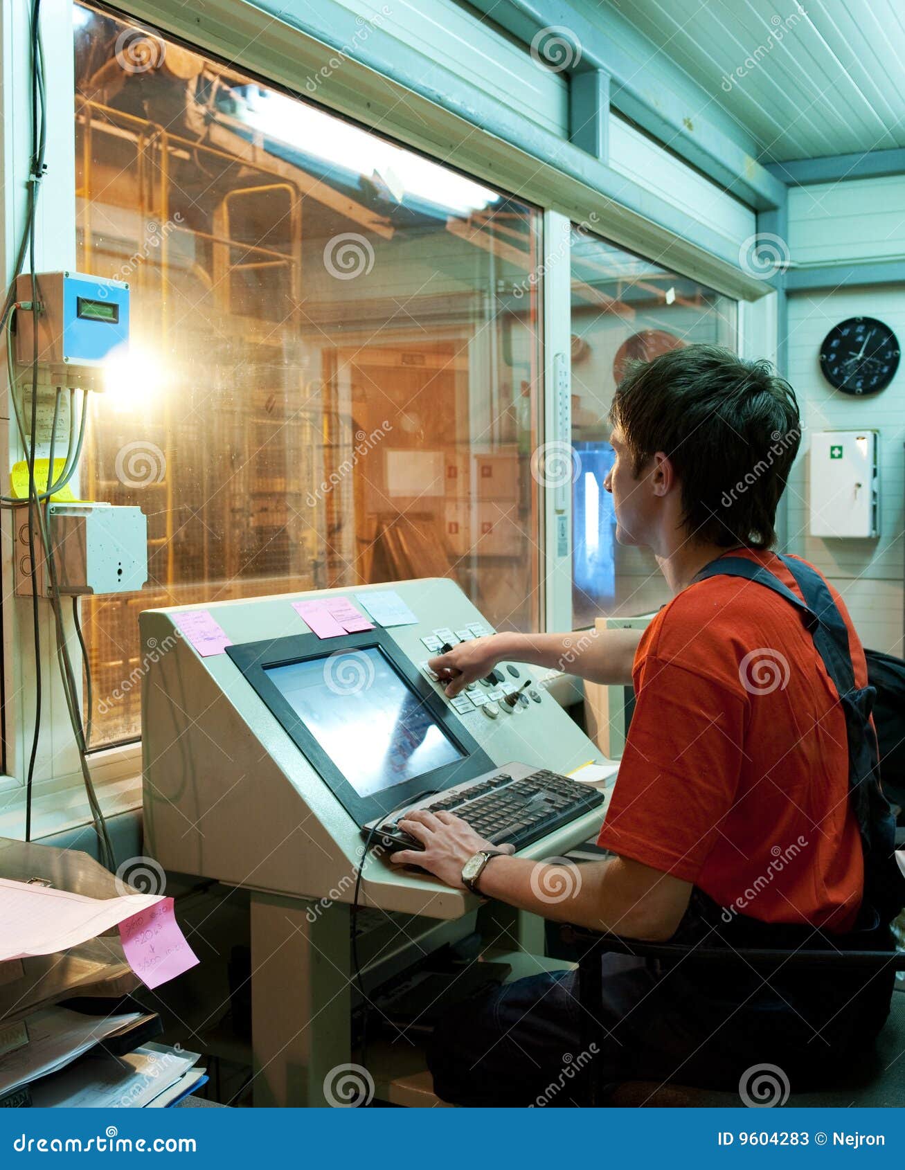Factory operator at work stock image. Image of cement - 9604283