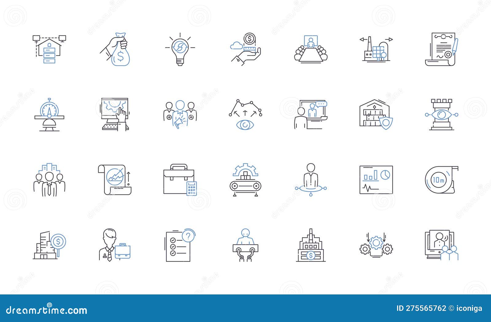Factory Output Line Icons Collection Production Efficiency Capacity Performance
