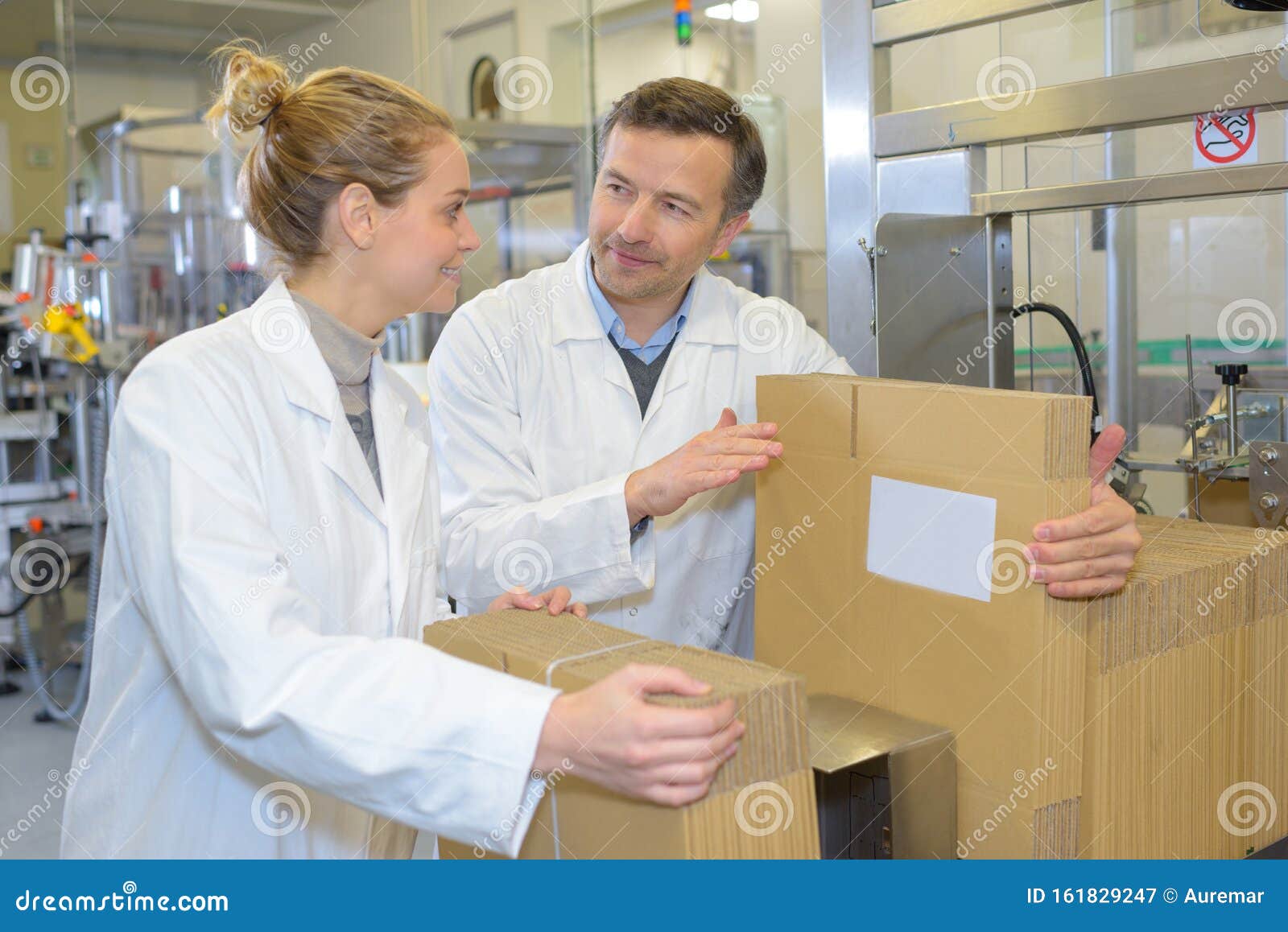 Factory Packaging Workers with Boxes Stock Image - Image of industrial ...