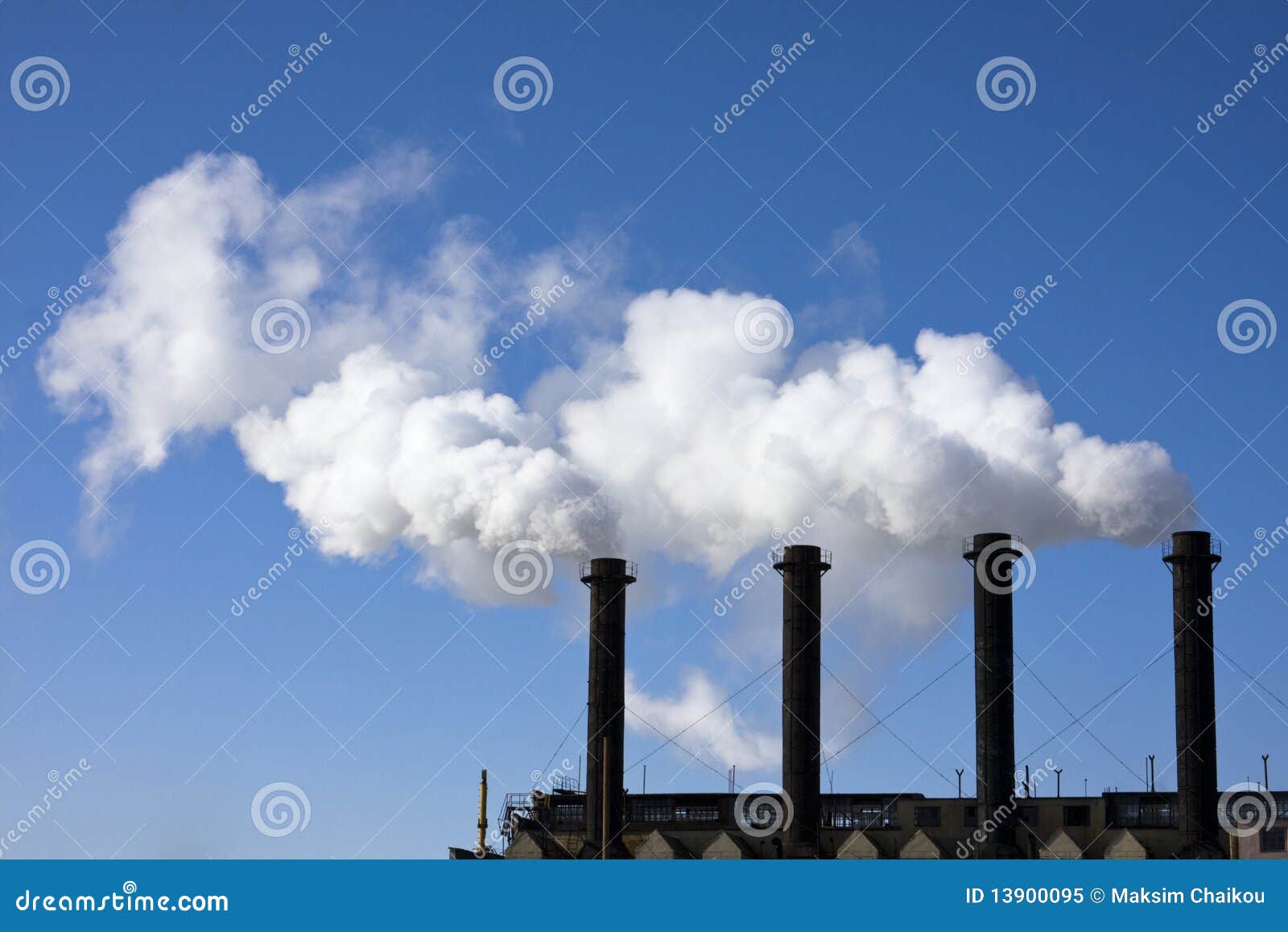 Factory Pipe Smoking with a White Smoke Stock Image - Image of blue ...