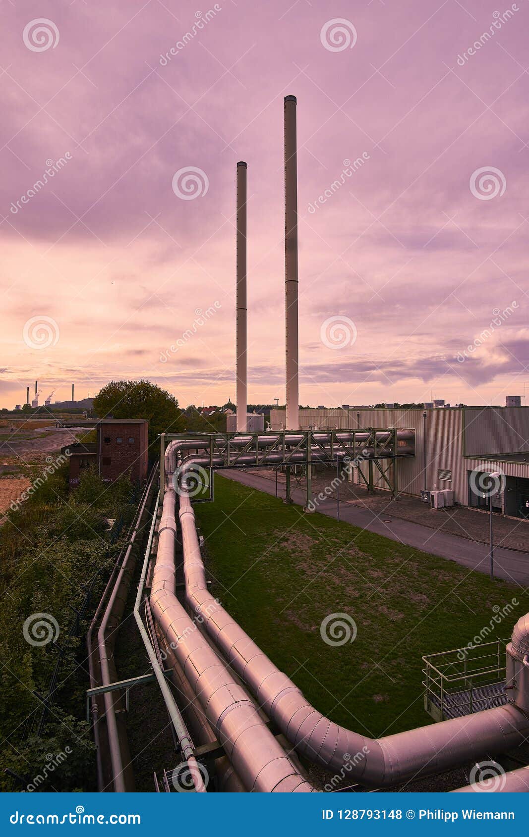 A factory with pipelines stock photo. Image of barrel - 128793148