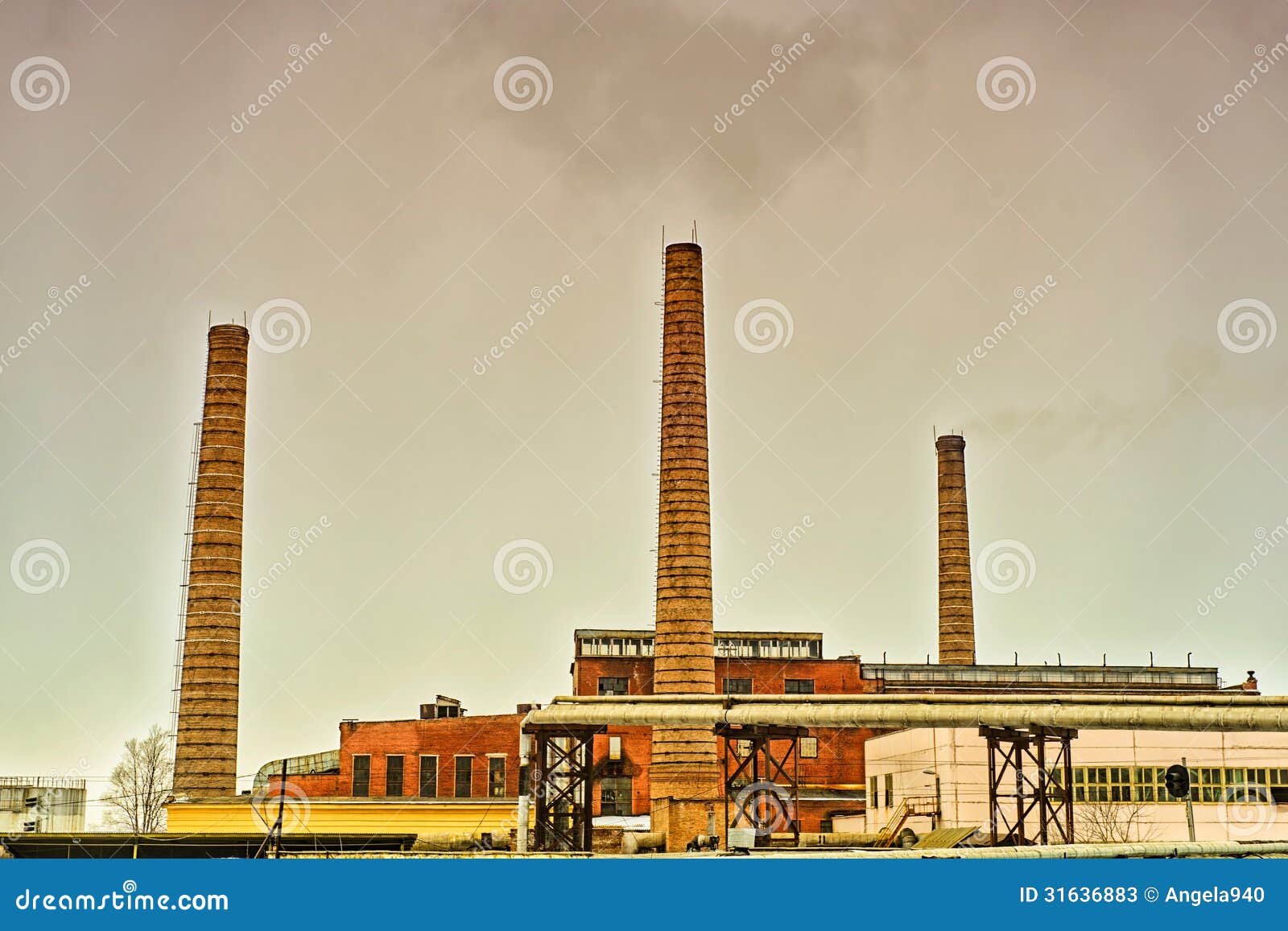 Factory with pipes stock image. Image of energy, evaporation - 31636883