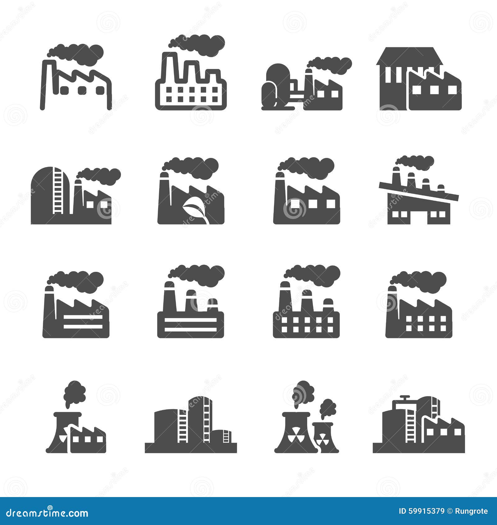 Factory Plant Building Icon Set, Vector Eps10 Stock Vector ...