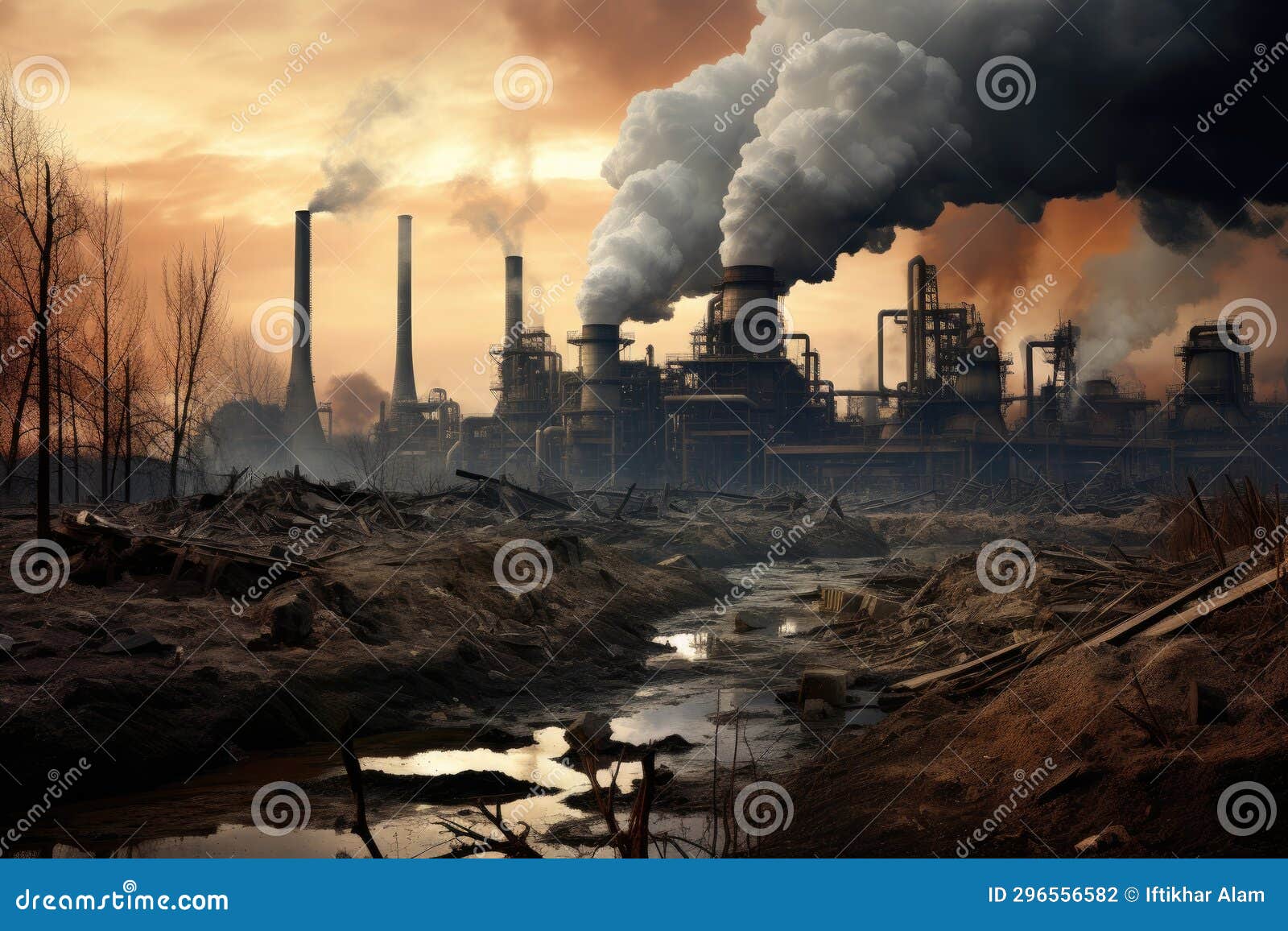 Factory Polluting Environment. Pollution of the Atmosphere Stock ...