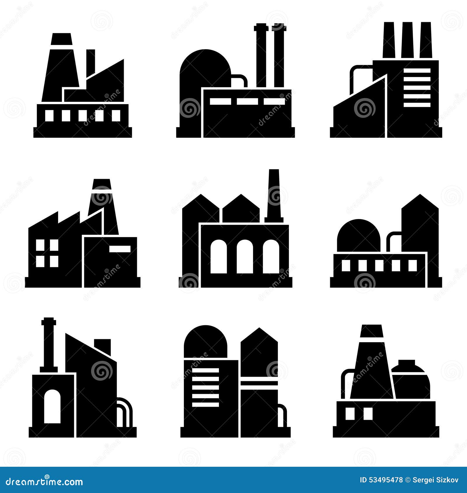 Factory and Power Industrial Building Icon Set Stock Vector ... Factory and Power Industrial Building Icon Set Stock Vector ...