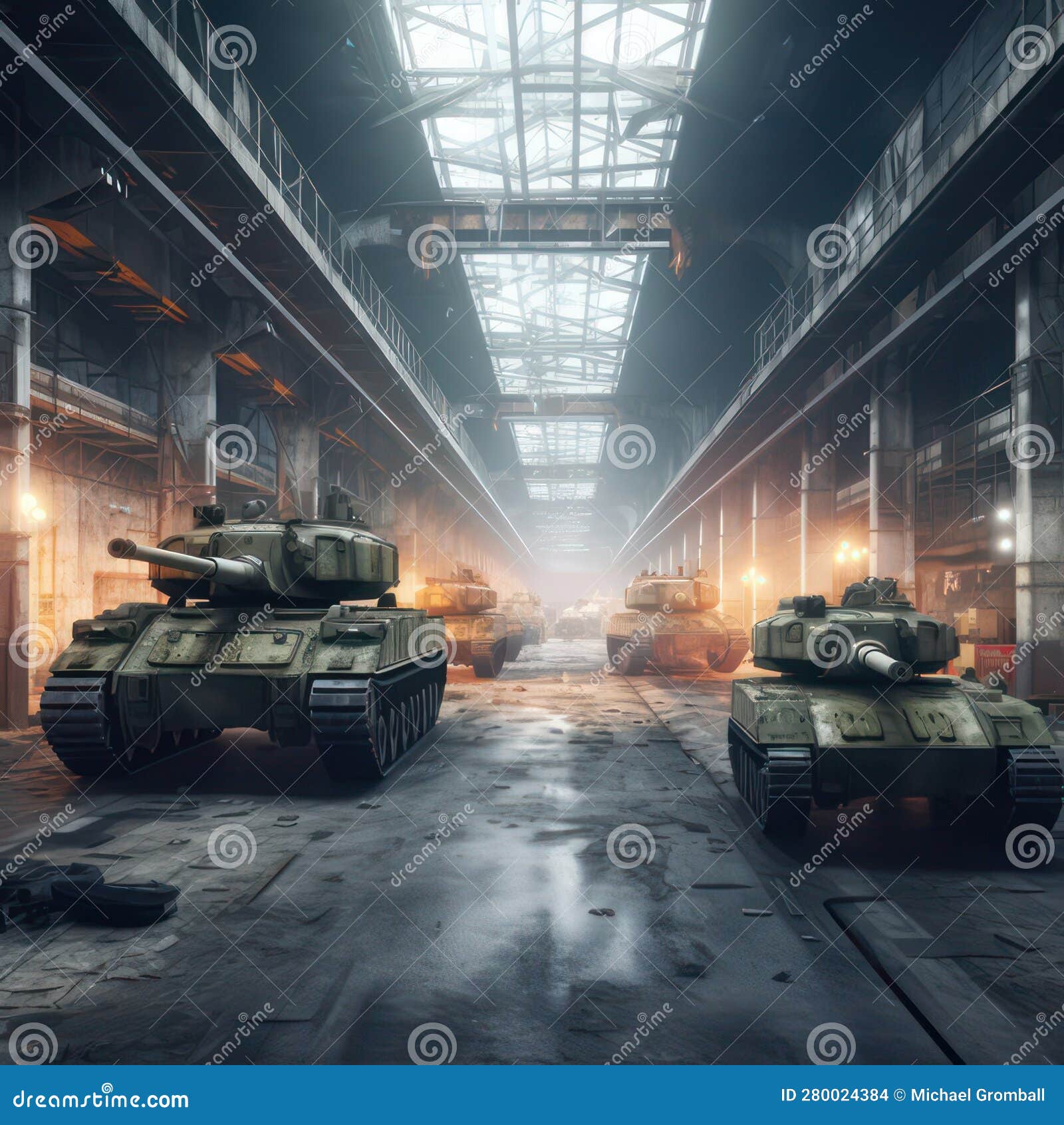 Factory Producing Modern Battle Tanks Created with Generative AI Stock ...