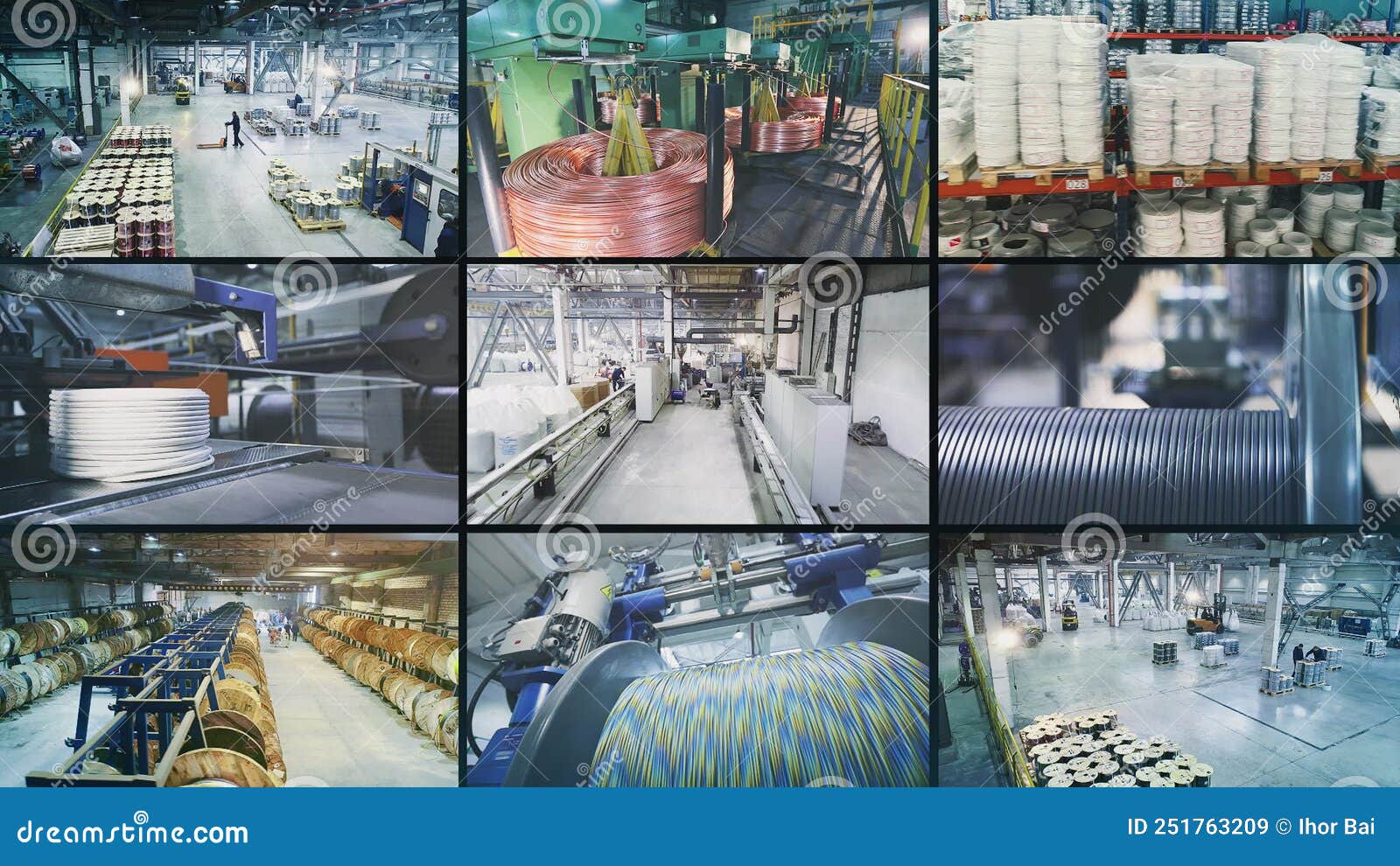 Factory for the Production of Cables. Cable Factory Multiscreen Stock ...