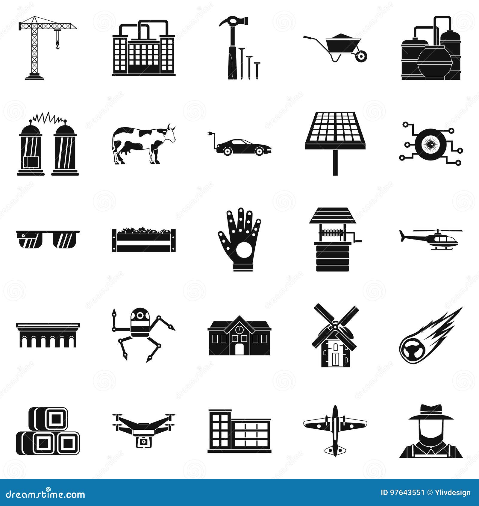 Factory Production Icons Set, Simple Style Stock Vector - Illustration ...