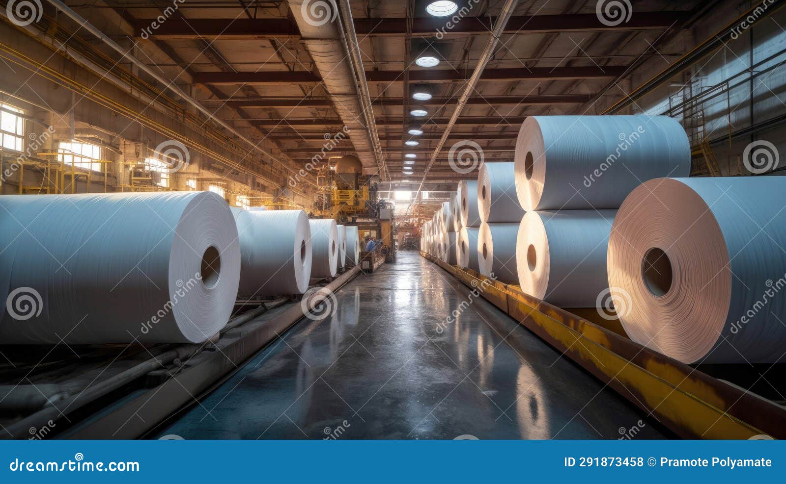 Factory Production Large Rolls of Thermal Paper. Paper Industry Stock ...
