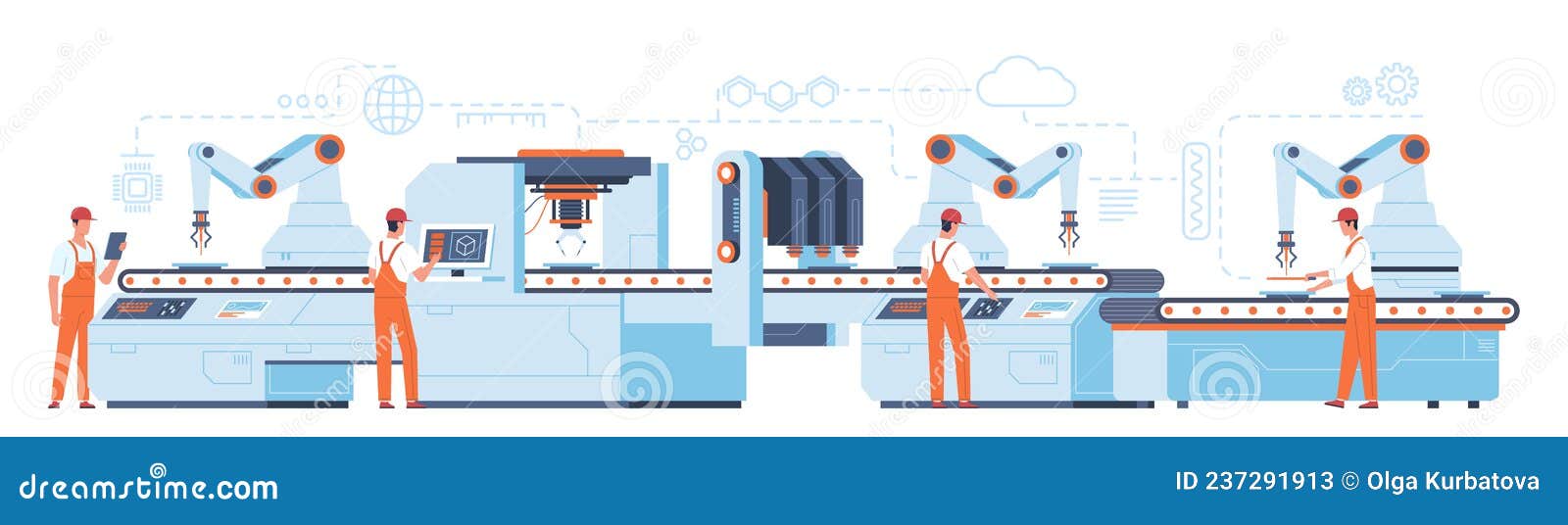 Factory Production Line People. Conveyor and Assembly Workers ...