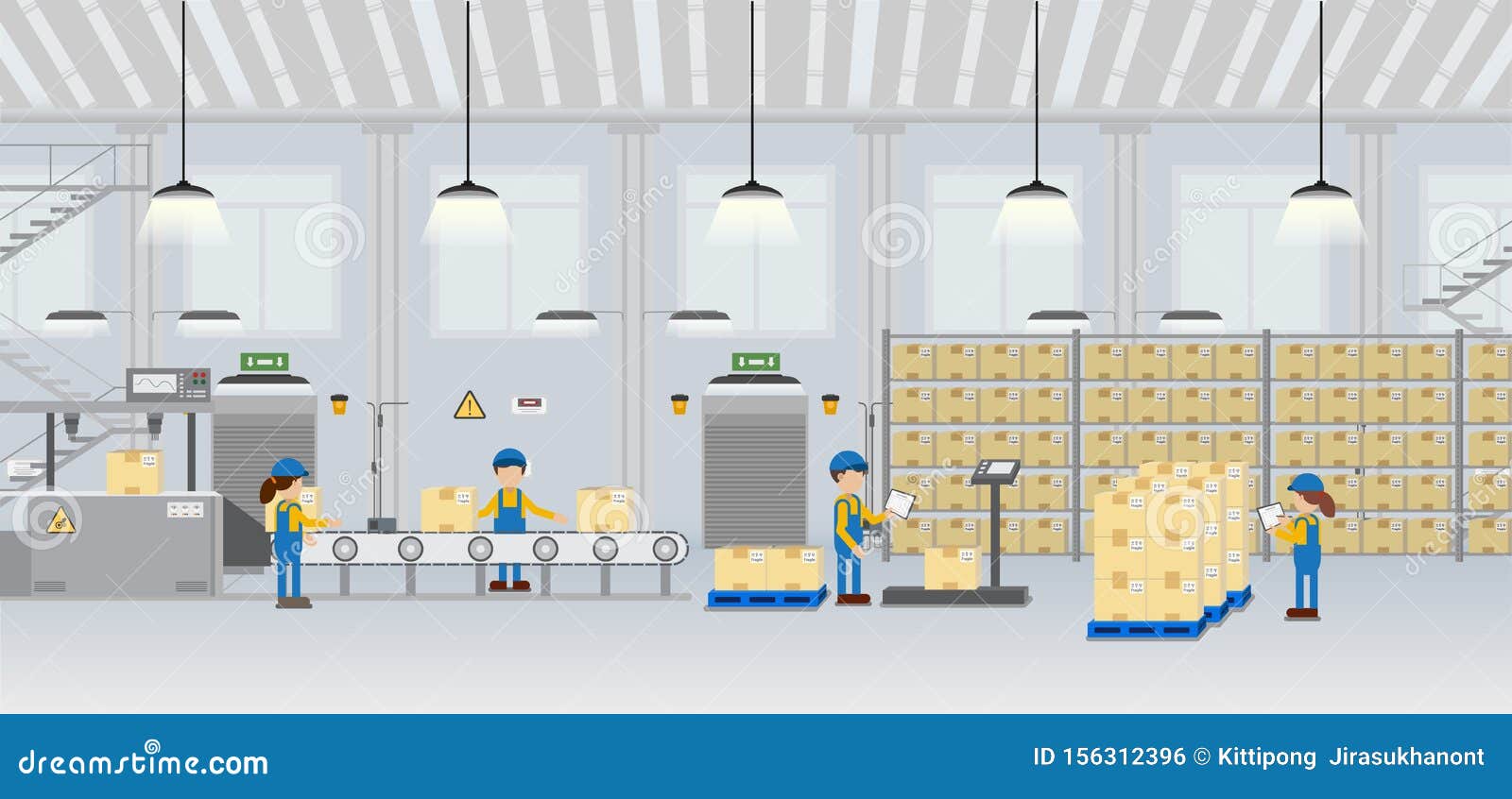 Factory Production Process Icons Set Infographic Cartoon Vector ...