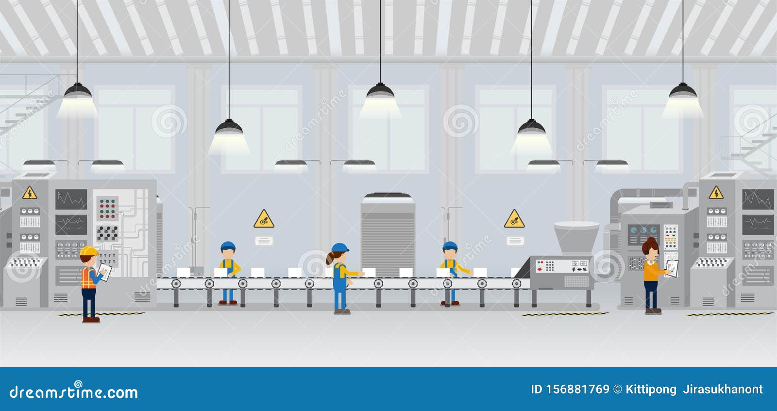 Factory production line stock vector. Illustration of goods - 156881769