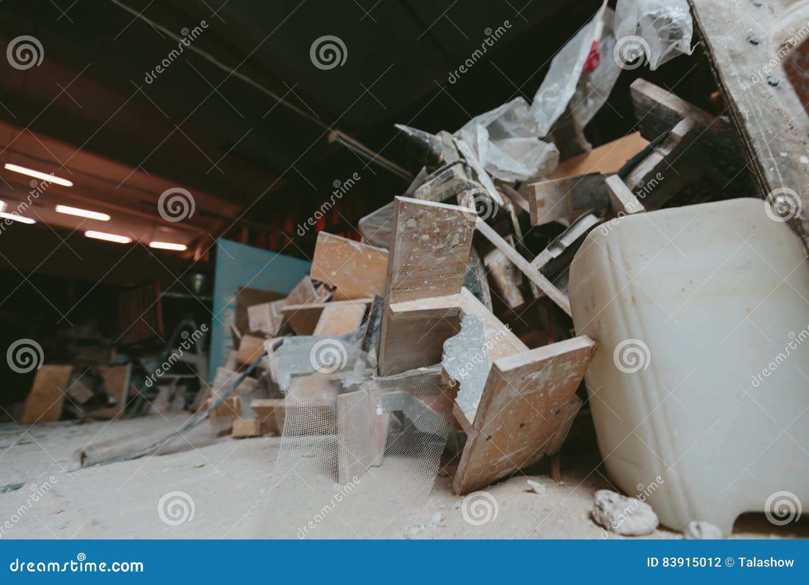 Factory for Production of Plaster Molds. Cluttered Dusty Old Warehouse ...