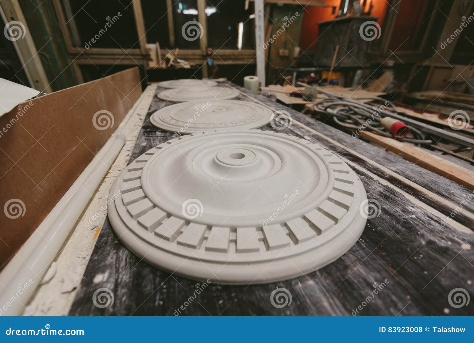 Factory for Production of Plaster Molds. Cluttered Dusty Old Warehouse ...