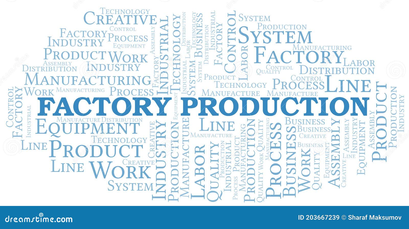 Factory Production Word Cloud Create with Text only. Stock Illustration ...