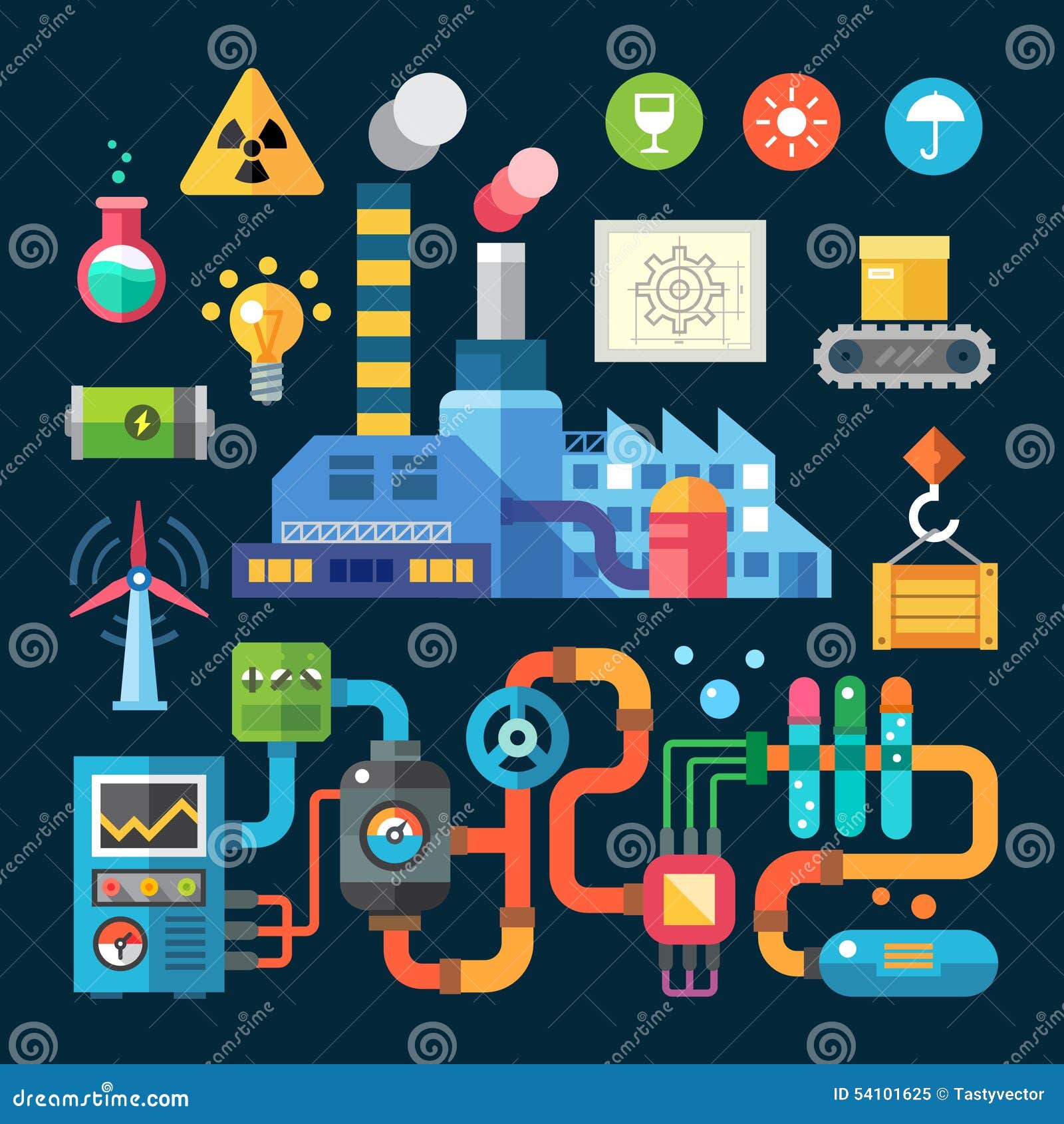 Factory and Protection of Environment Stock Vector - Illustration of ...