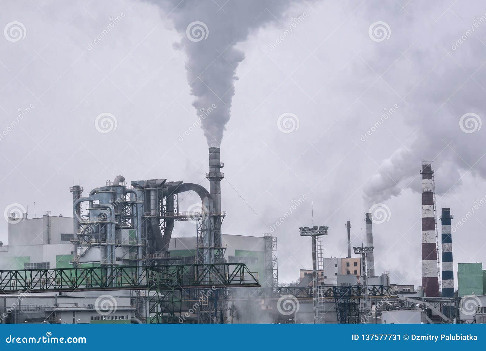 The Factory Releases a Lot of Smoke and Smog into the Sky Stock Image ...