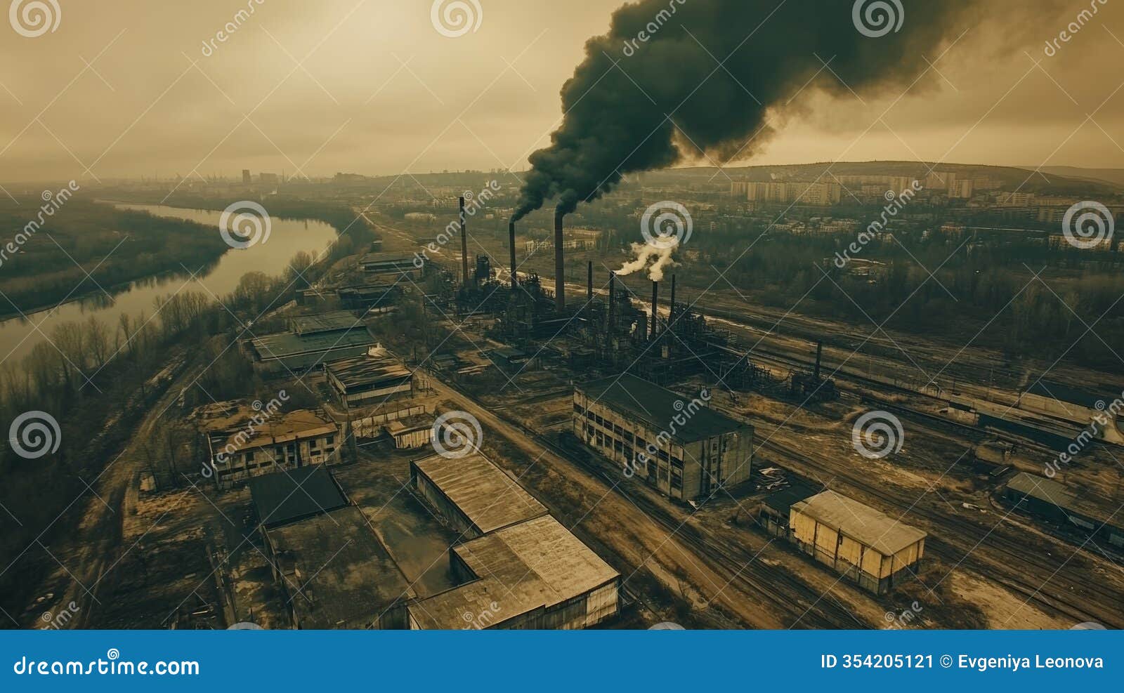 Factory Releasing Heavy Dark Smoke Contributing To Environmental ...