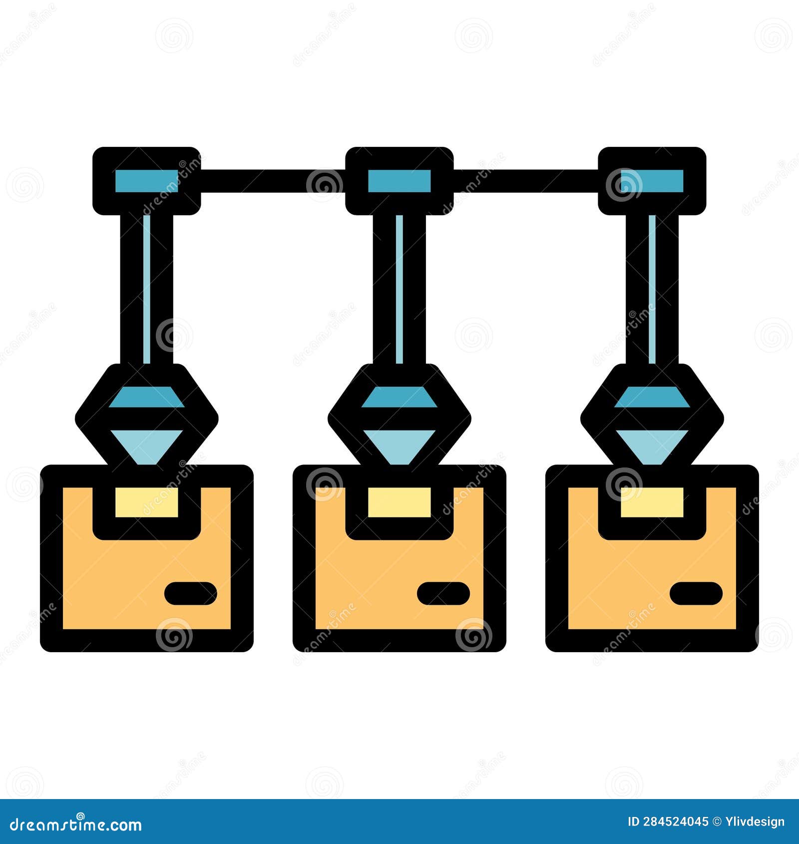 Factory Robotic Flow Icon Vector Flat Stock Vector - Illustration of ...