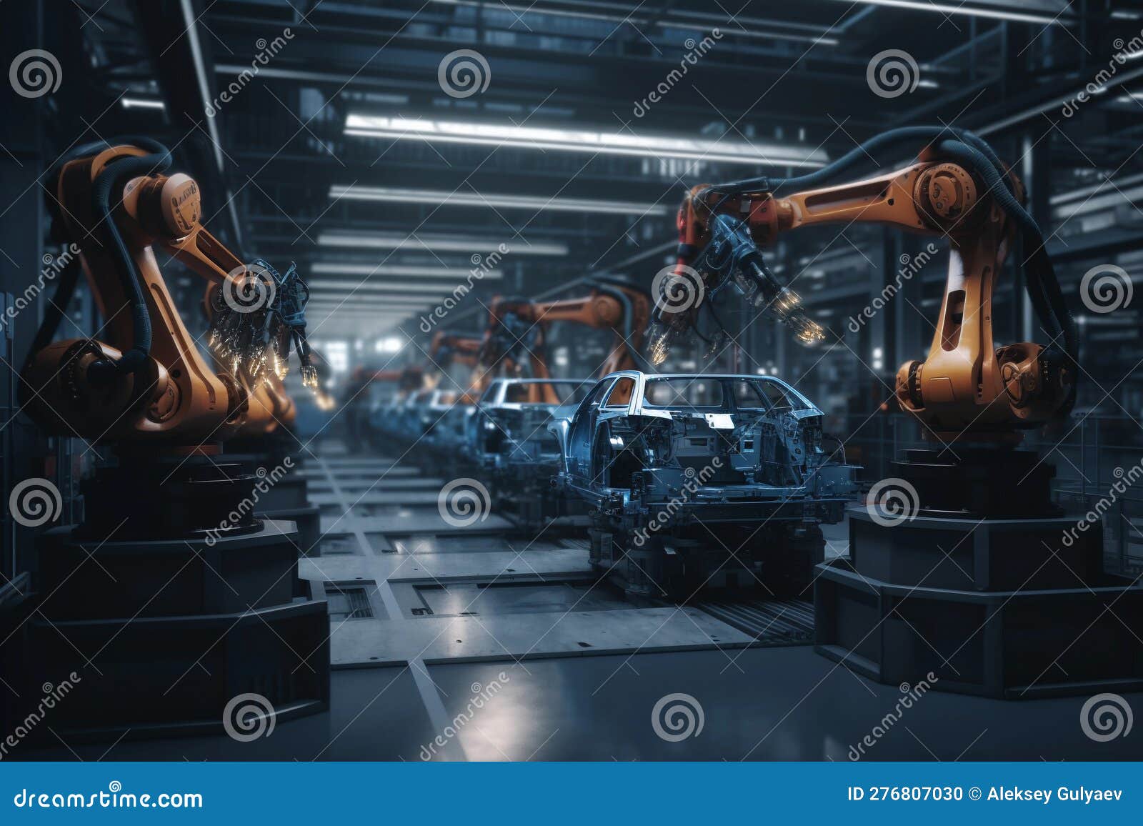 A Factory with Robots on the Assembly Line. AI Generation Stock ...
