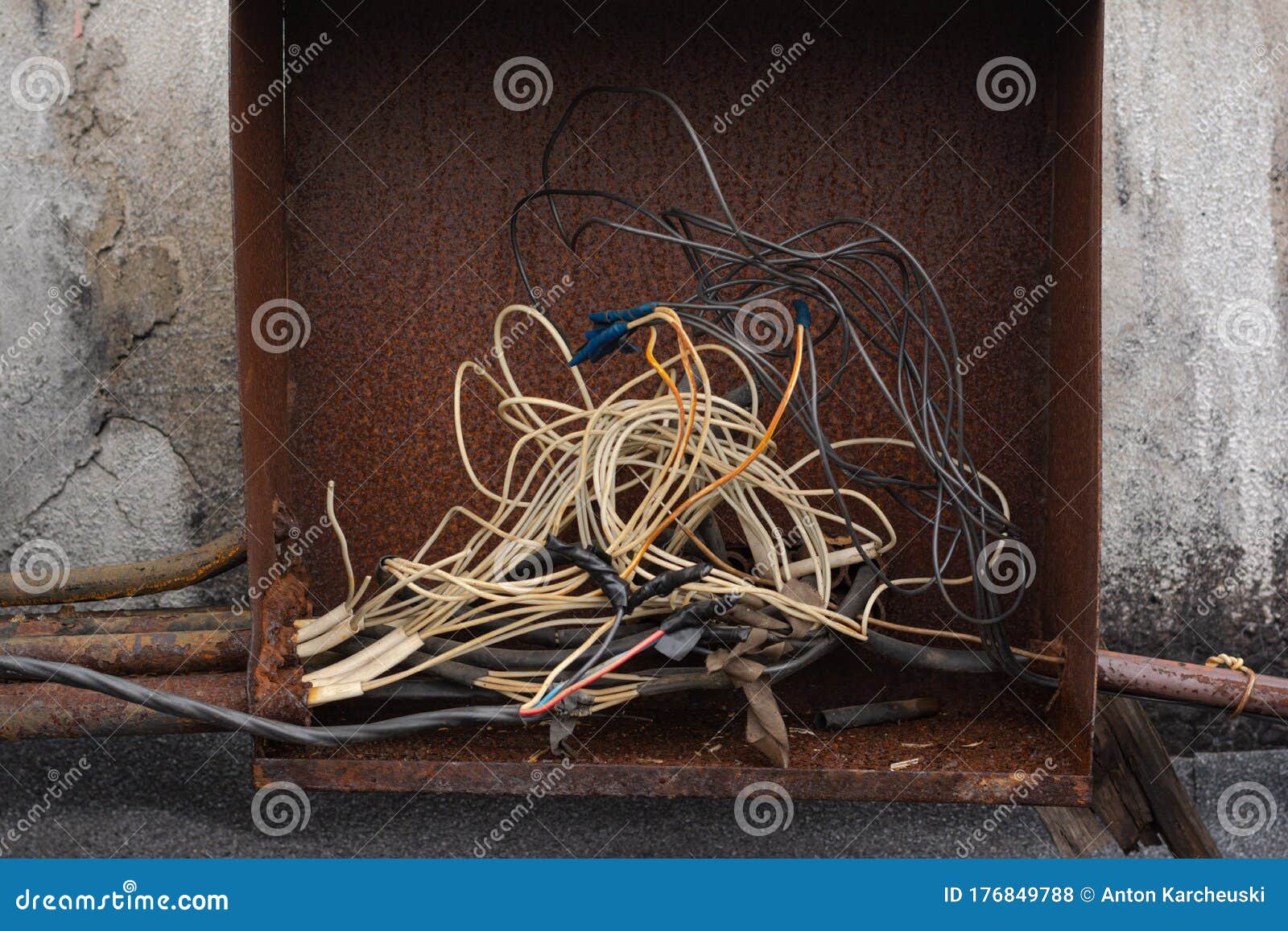 Factory Roof. Box for Wires and Cables, Crowded with Interconnected ...