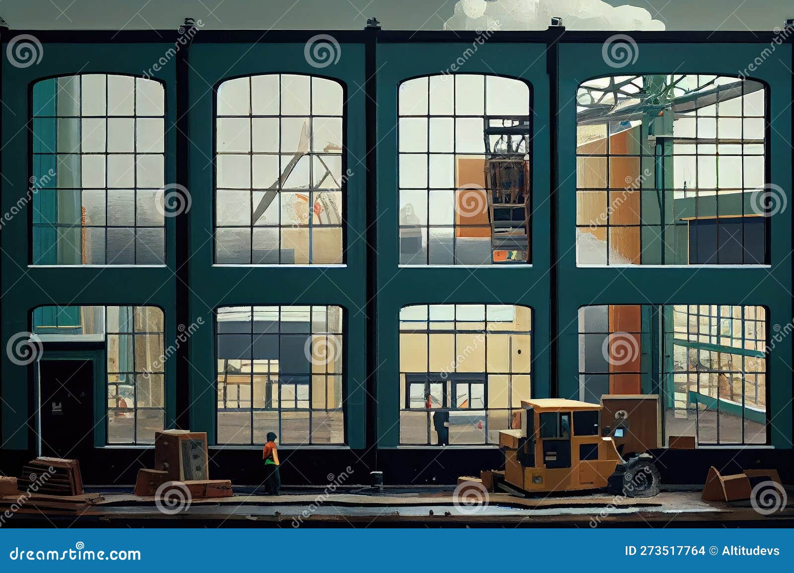 Factory, with Row of Plastic Windows Being Cut and Assembled Stock ...