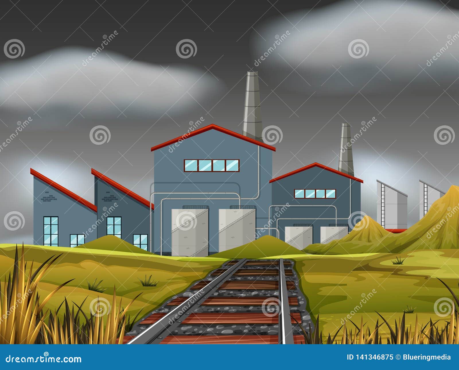 A factory scene background stock vector. Illustration of engineering ...