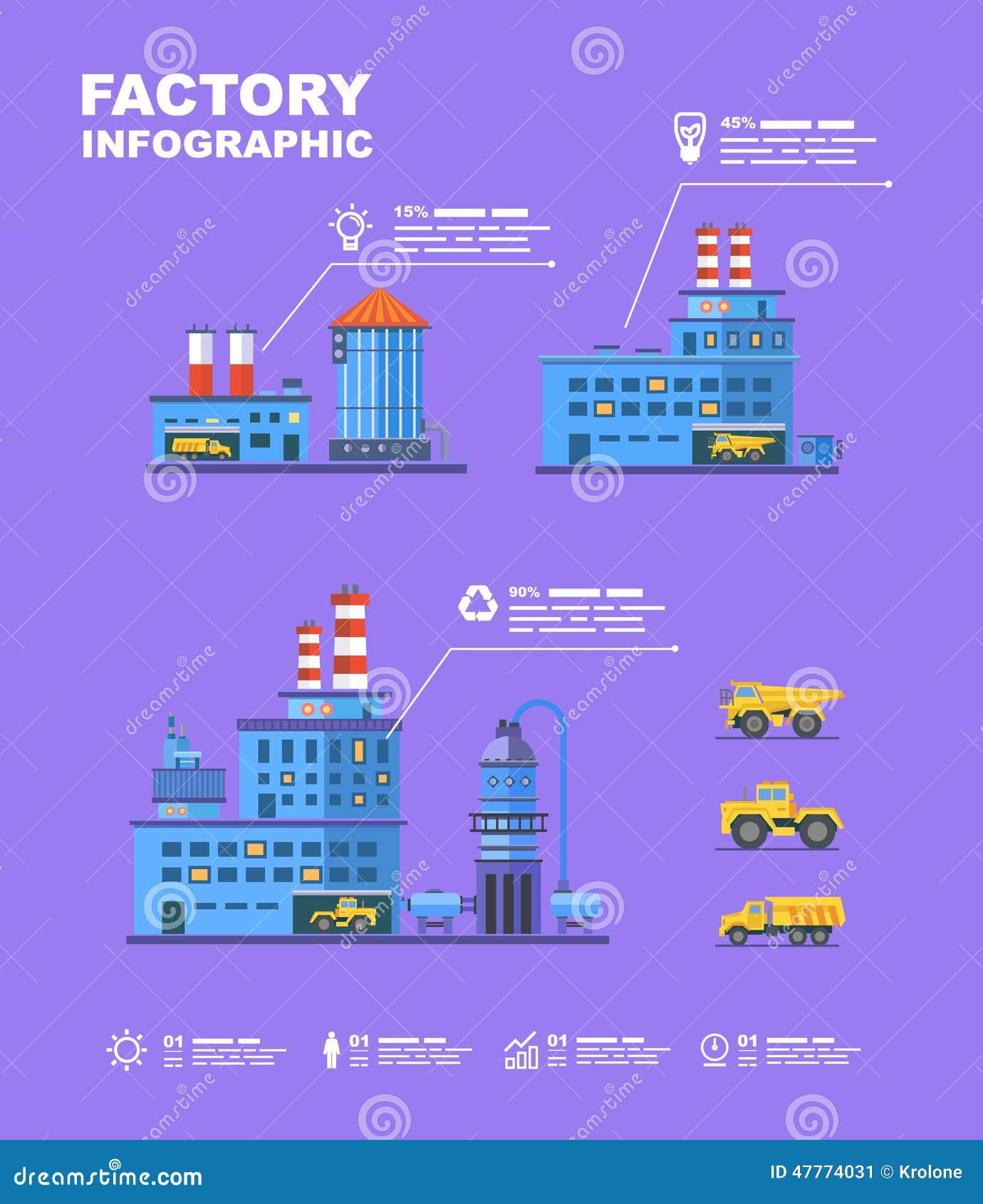 Factory Set. Flat Info Graphic Elements. Vector Stock Vector ...