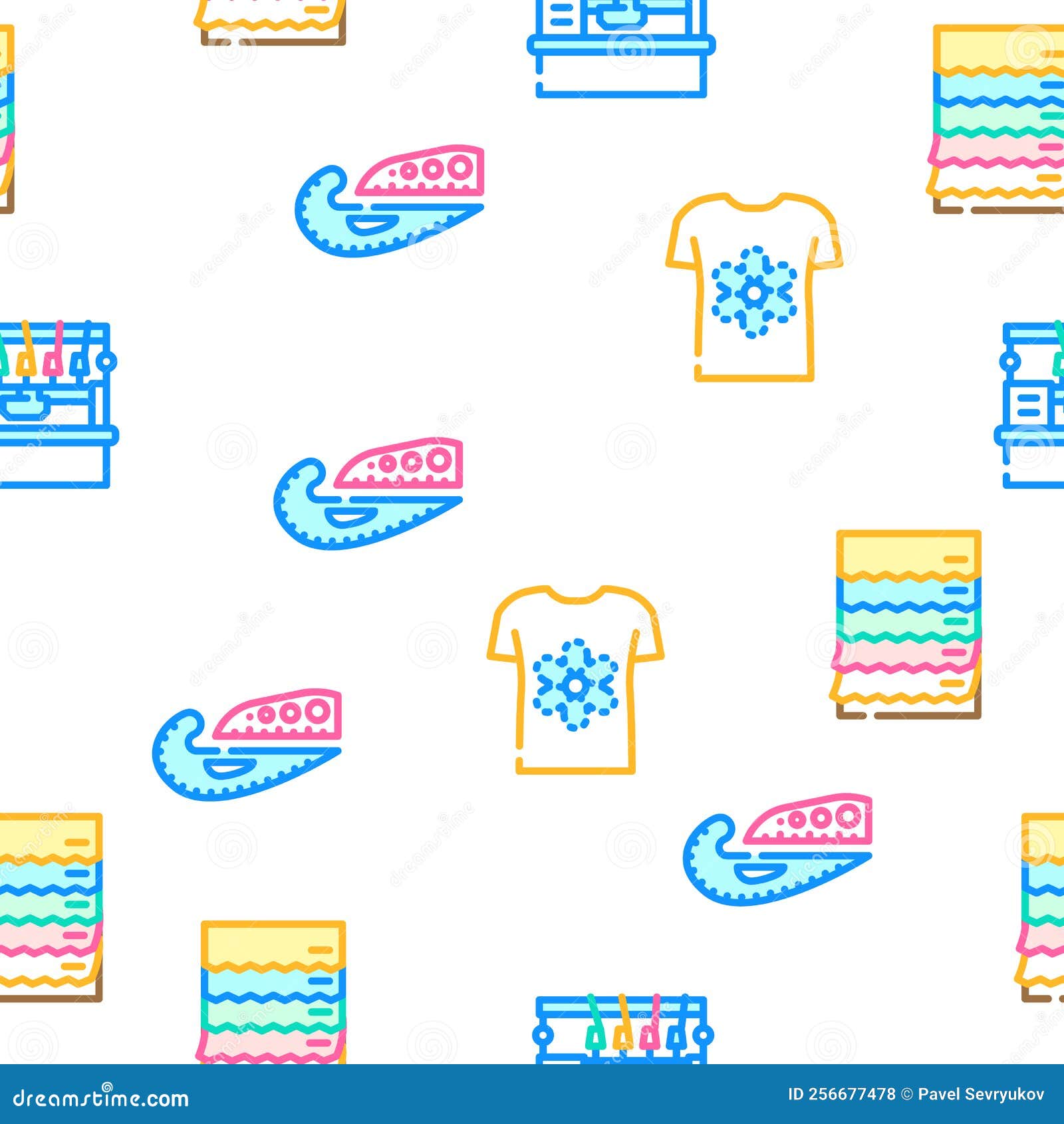Factory Sewing Sew Machine Vector Seamless Pattern Stock Illustration ...