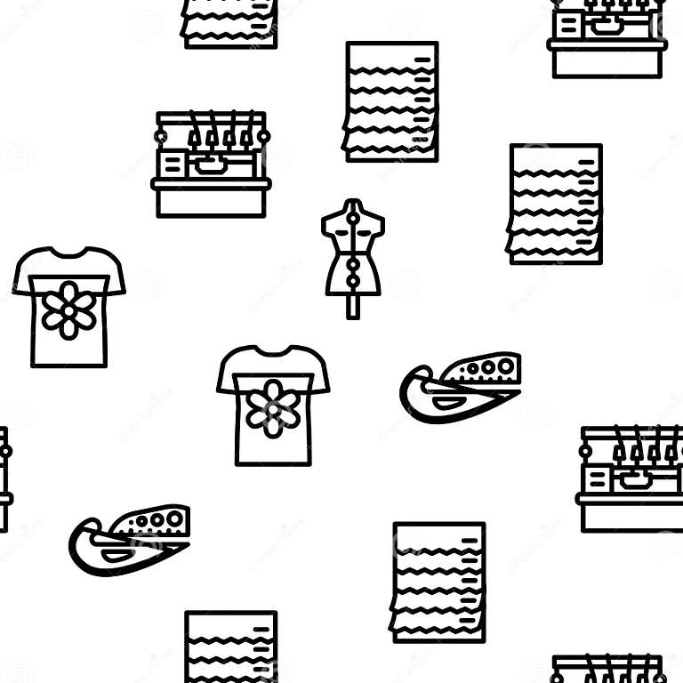 Factory Sewing Sew Machine Vector Seamless Pattern Stock Vector ...