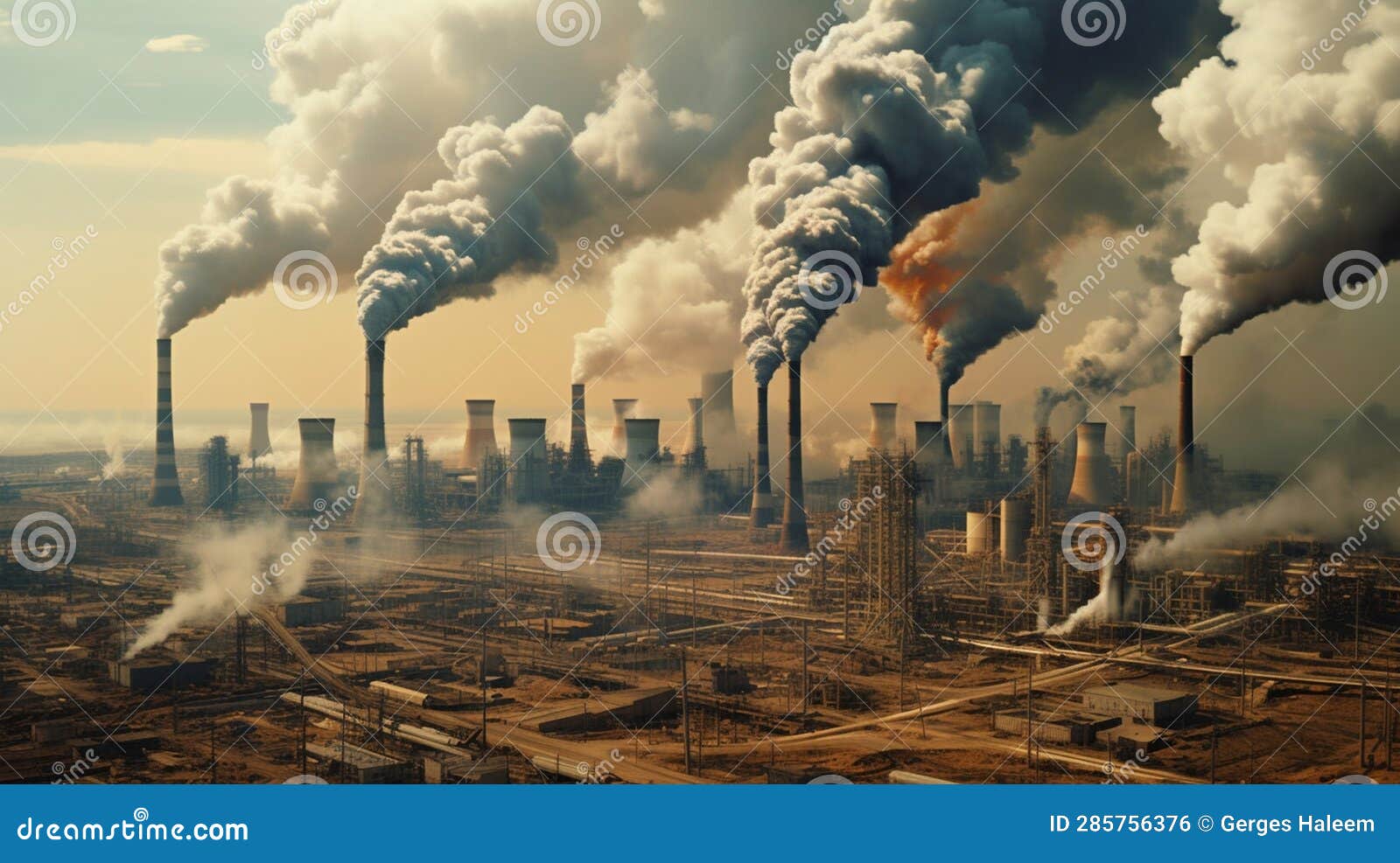 A Factory is Showing Smoke Coming Out of it Stock Illustration ...