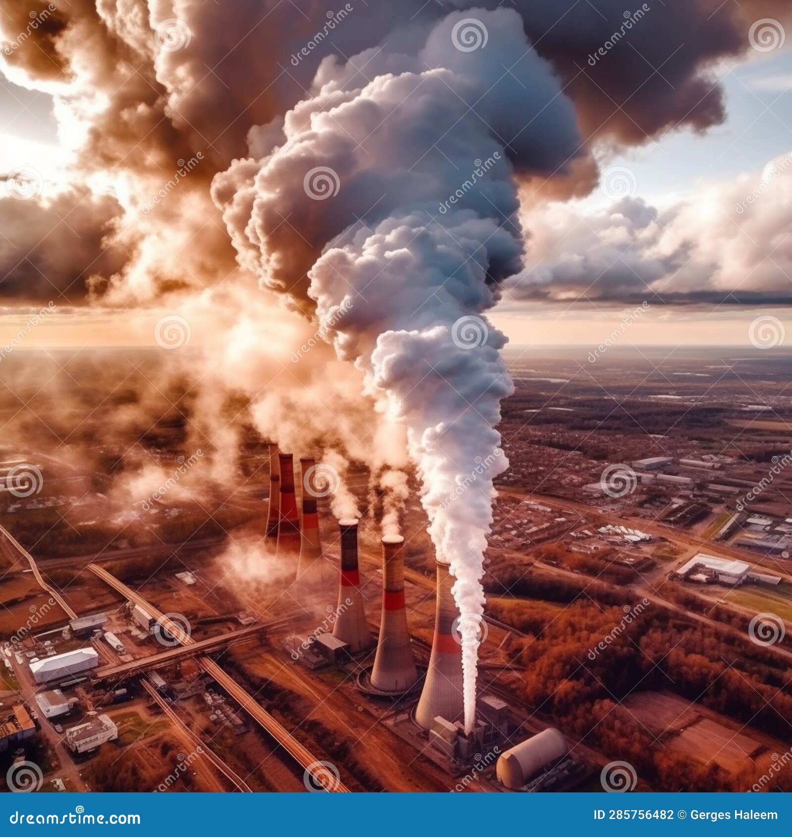 A Factory is Showing Smoke Coming Out of it Stock Illustration ...