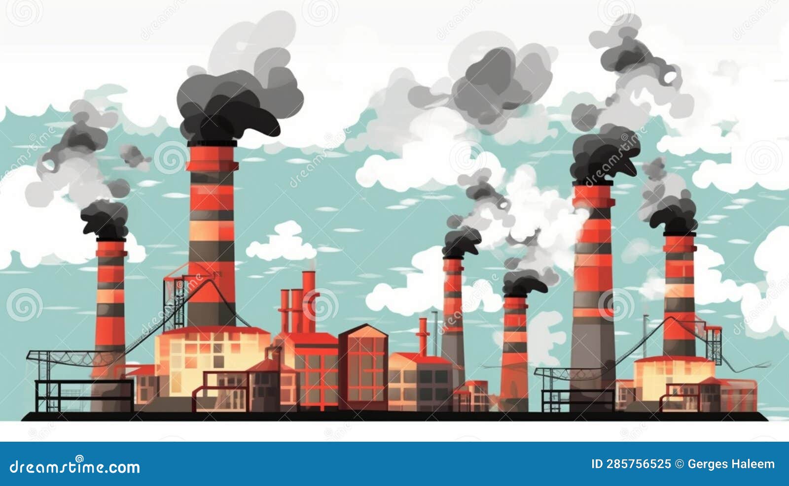 A Factory is Showing Smoke Coming Out of it Stock Illustration ...