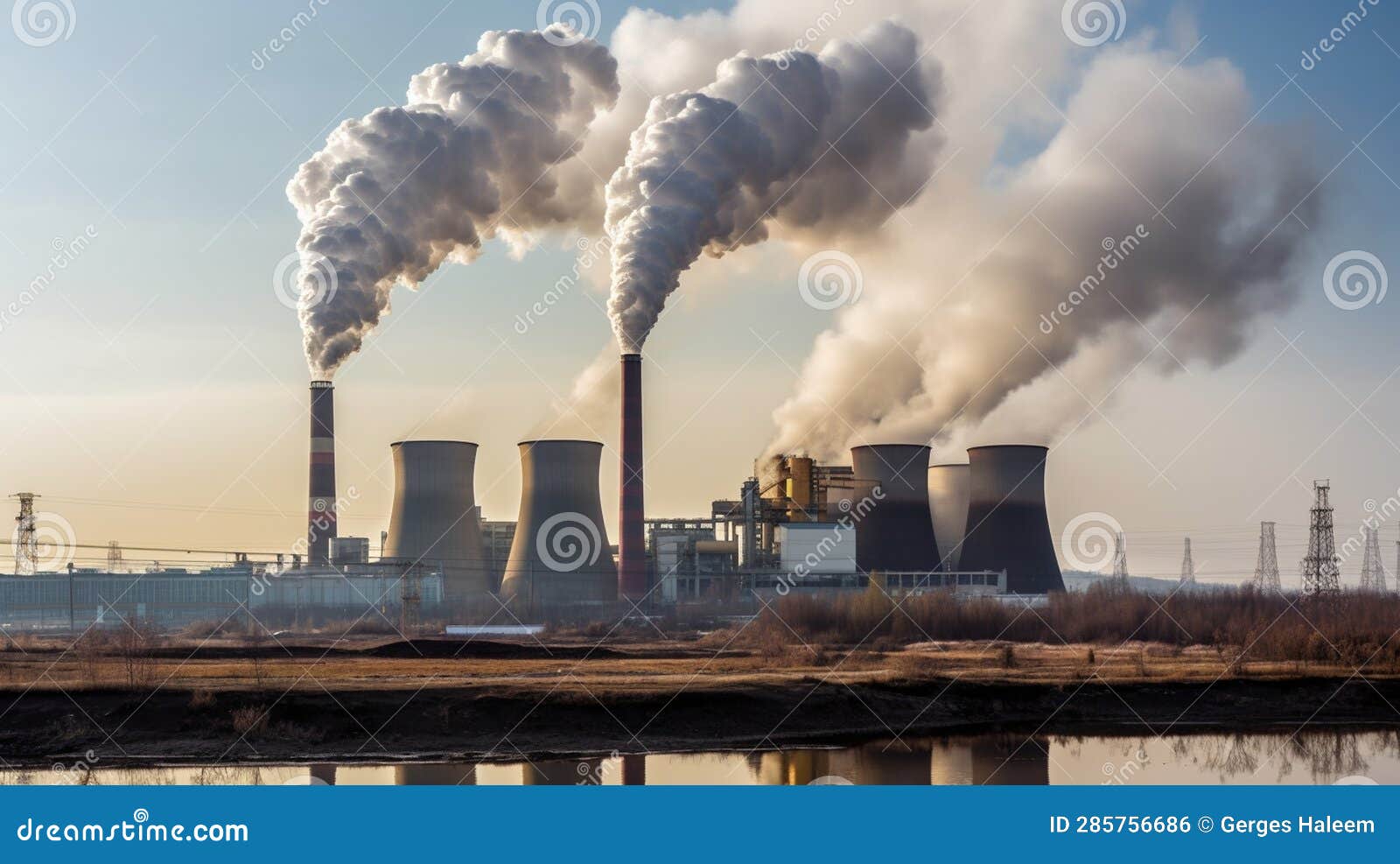 A Factory is Showing Smoke Coming Out of it Stock Illustration ...
